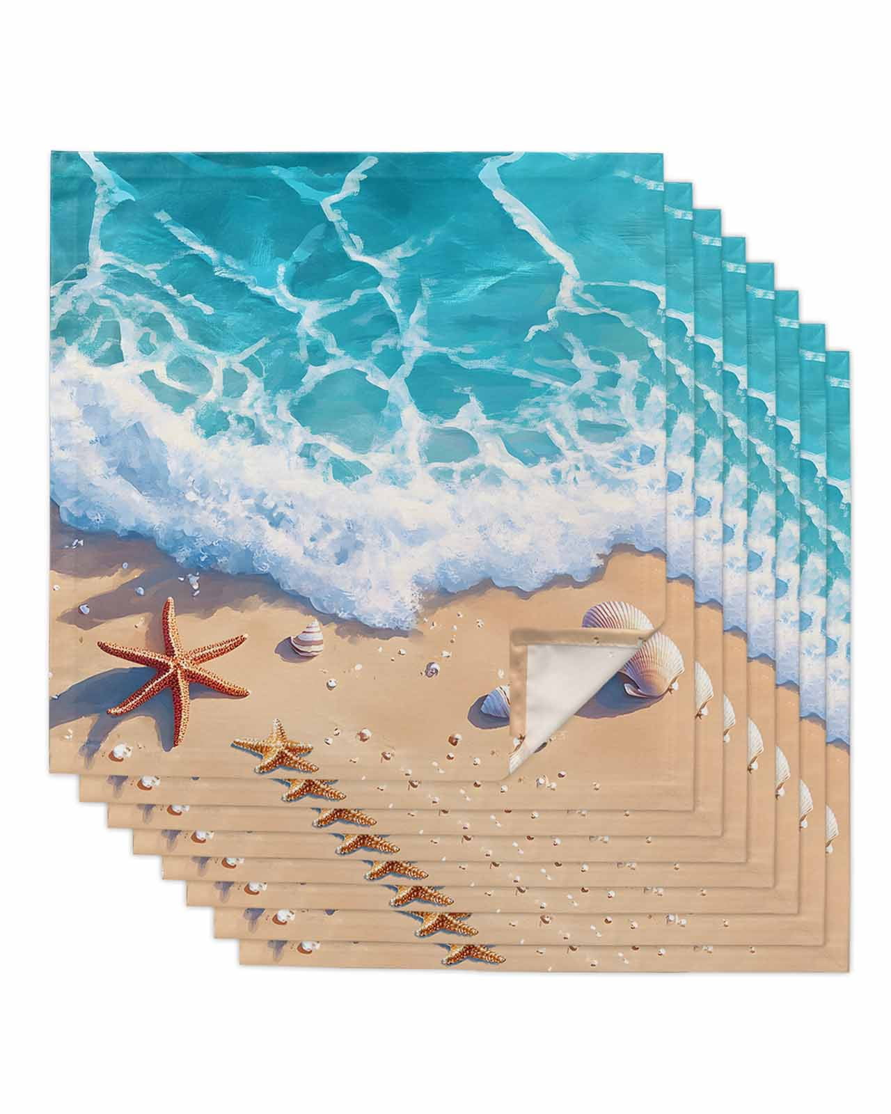 nqOlkjepod Ocean Beach Cloth Napkins Set of 8 Reusable Dinner Napkins ...