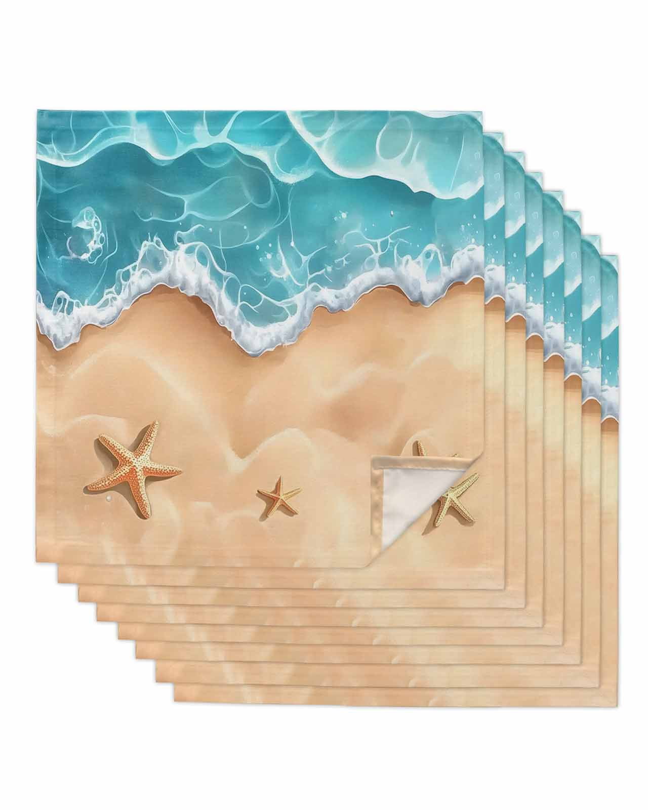 nqOlkjepod Ocean Beach Cloth Napkins Set of 8 Reusable Dinner Napkins ...