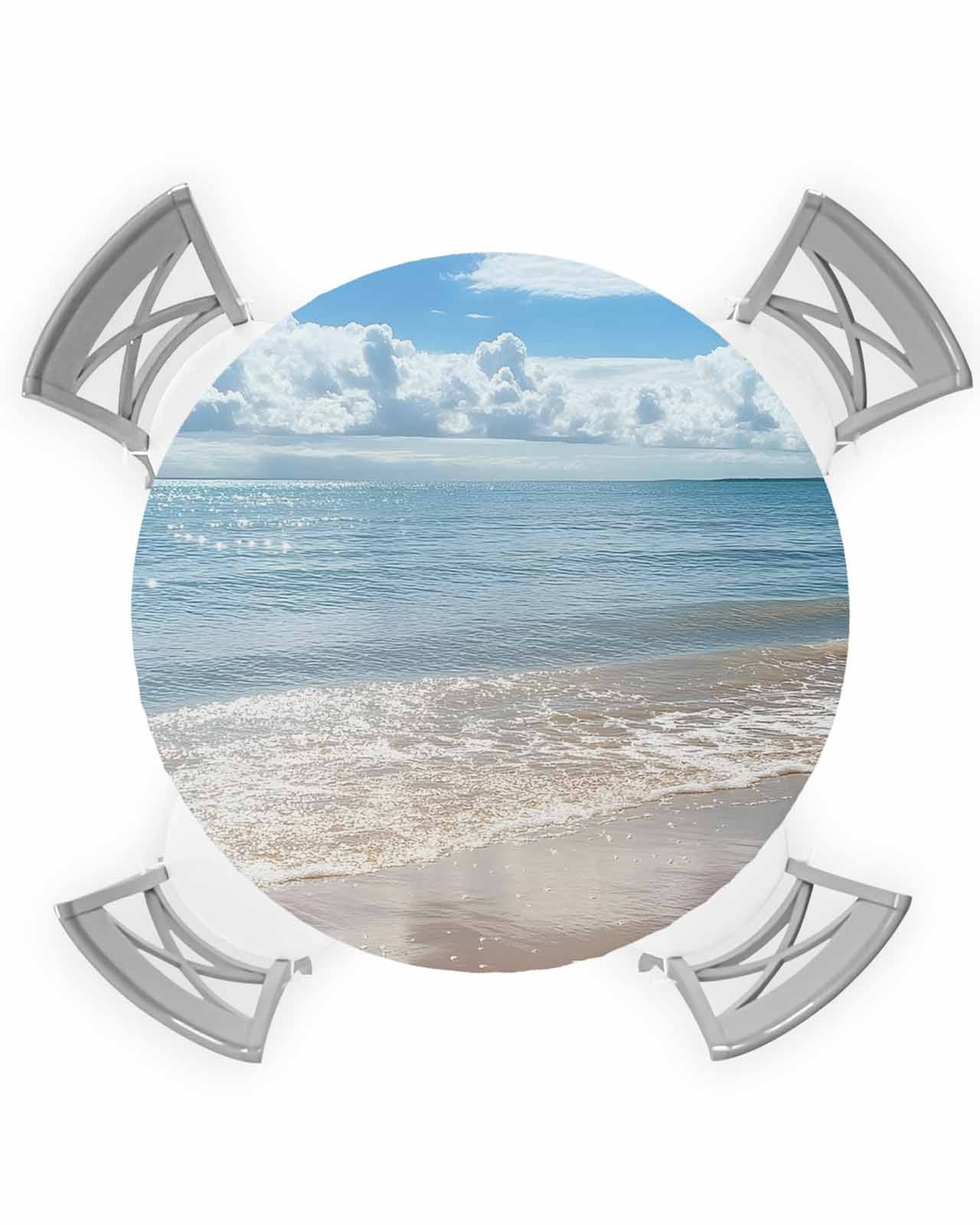 nqOlkjepod Ocean Beach Round Tablecloth, Fitted Table Cover with ...