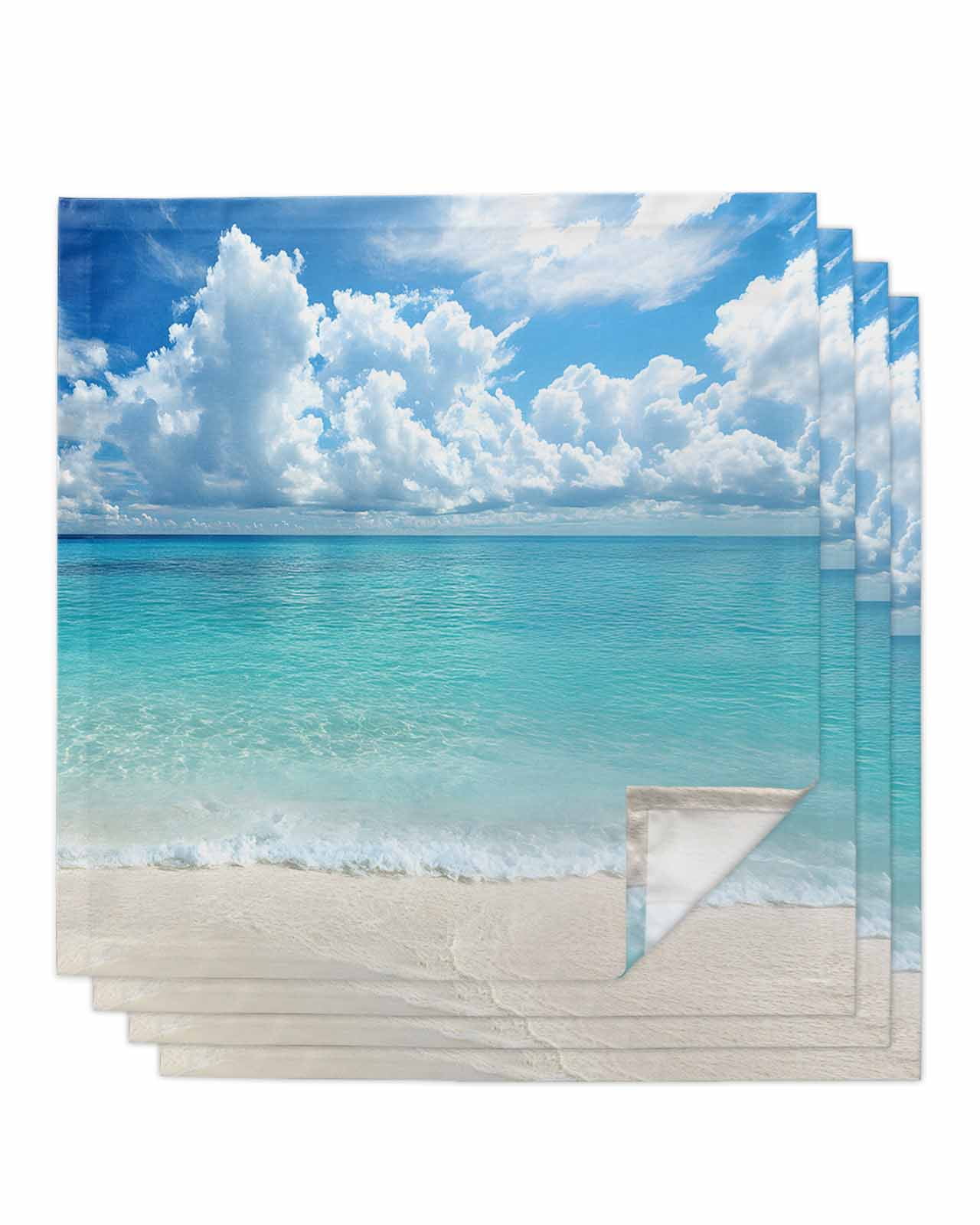nqOlkjepod Ocean Blue Cloth Napkins Set of 4 Reusable Dinner Napkins ...
