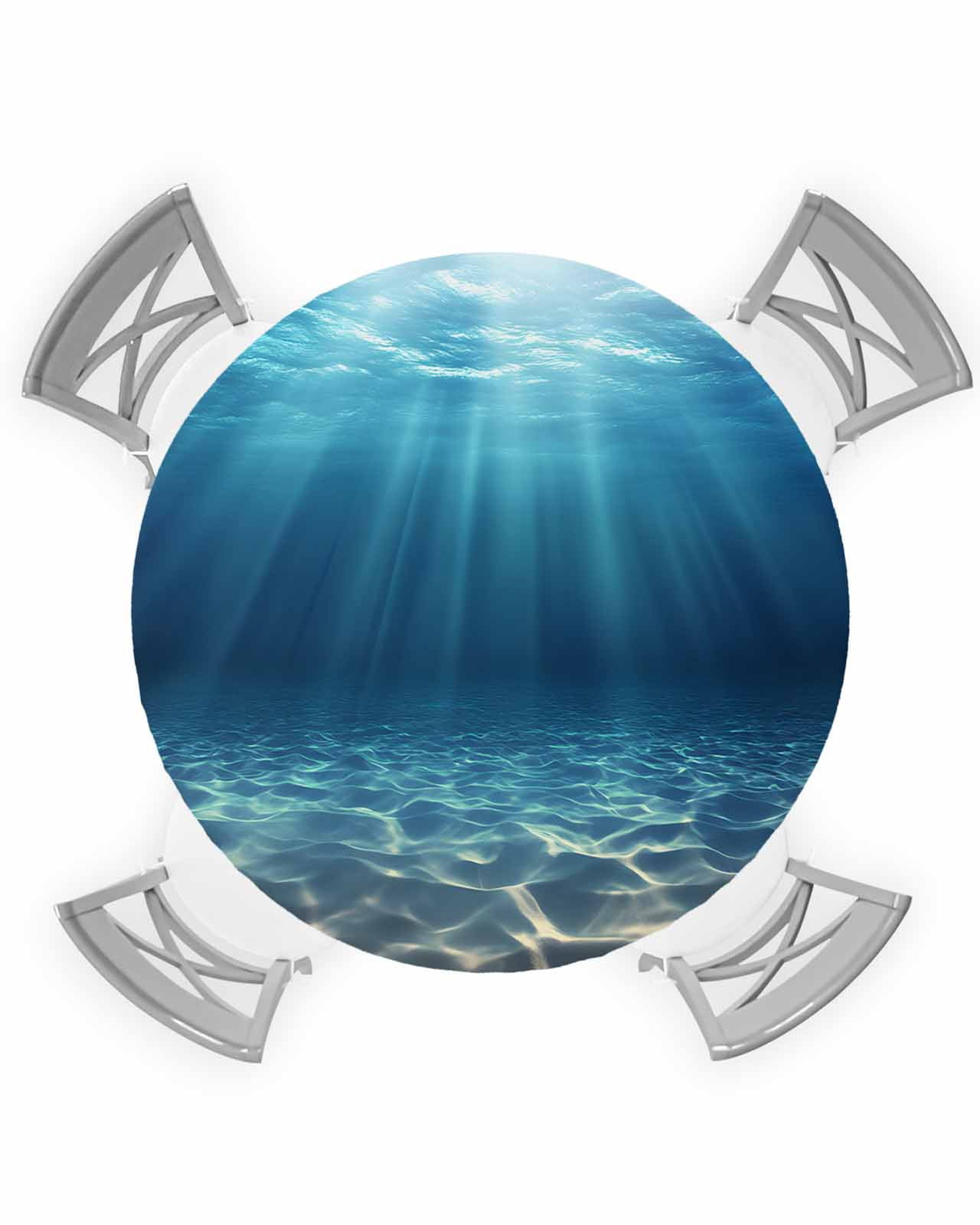 nqOlkjepod Ocean Blue Round Tablecloth, Fitted Table Cover with Elastic ...