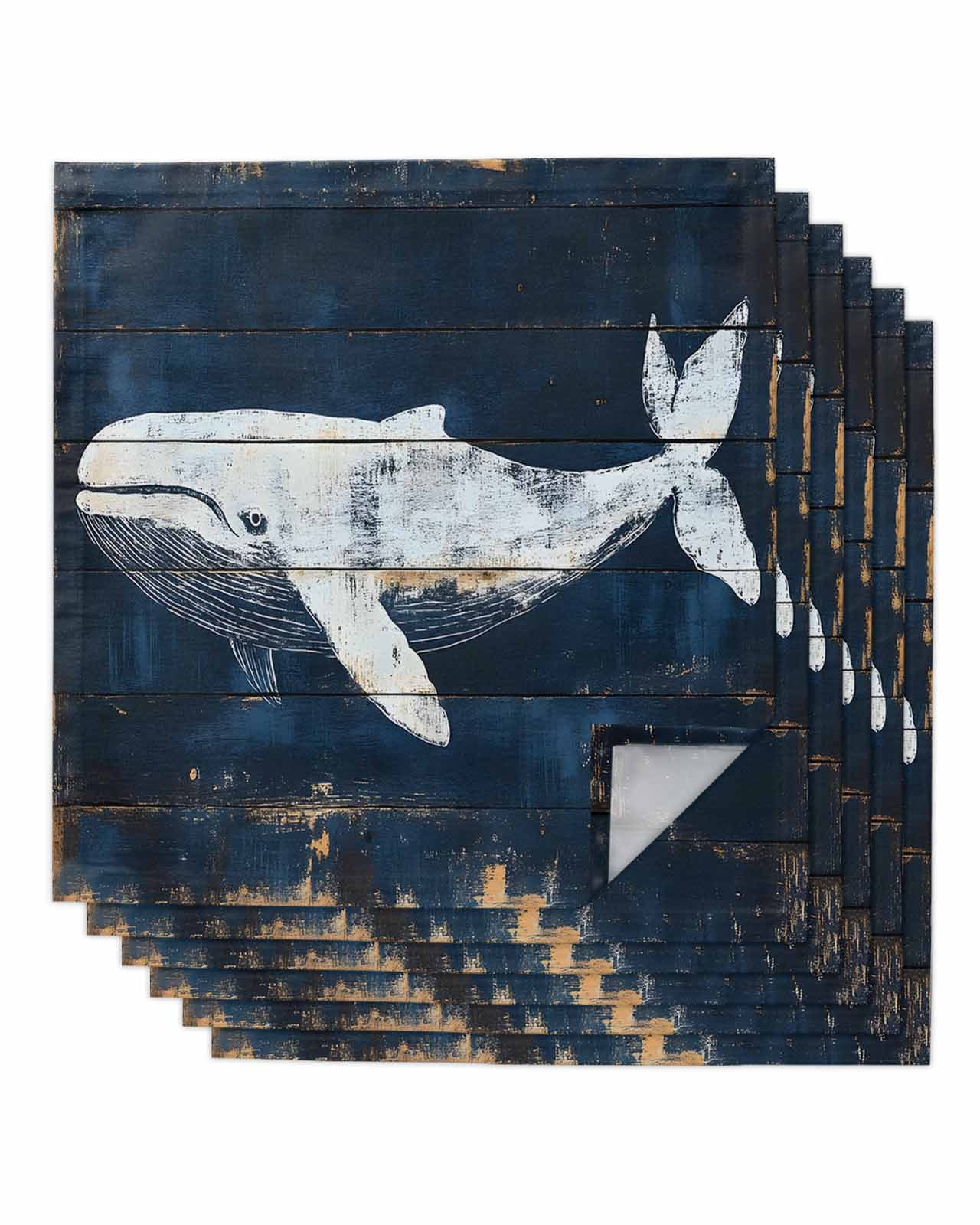 nqOlkjepod Ocean Blue Whale Cloth Napkins Set of 6 Reusable Dinner ...