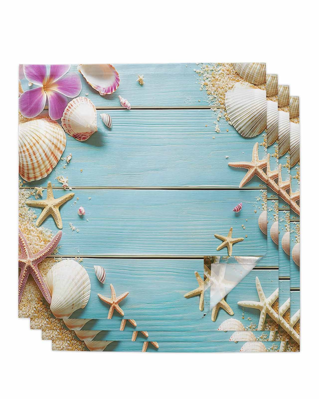 nqOlkjepod Ocean Coastal Cloth Napkins Set of 4 Reusable Dinner Napkins ...