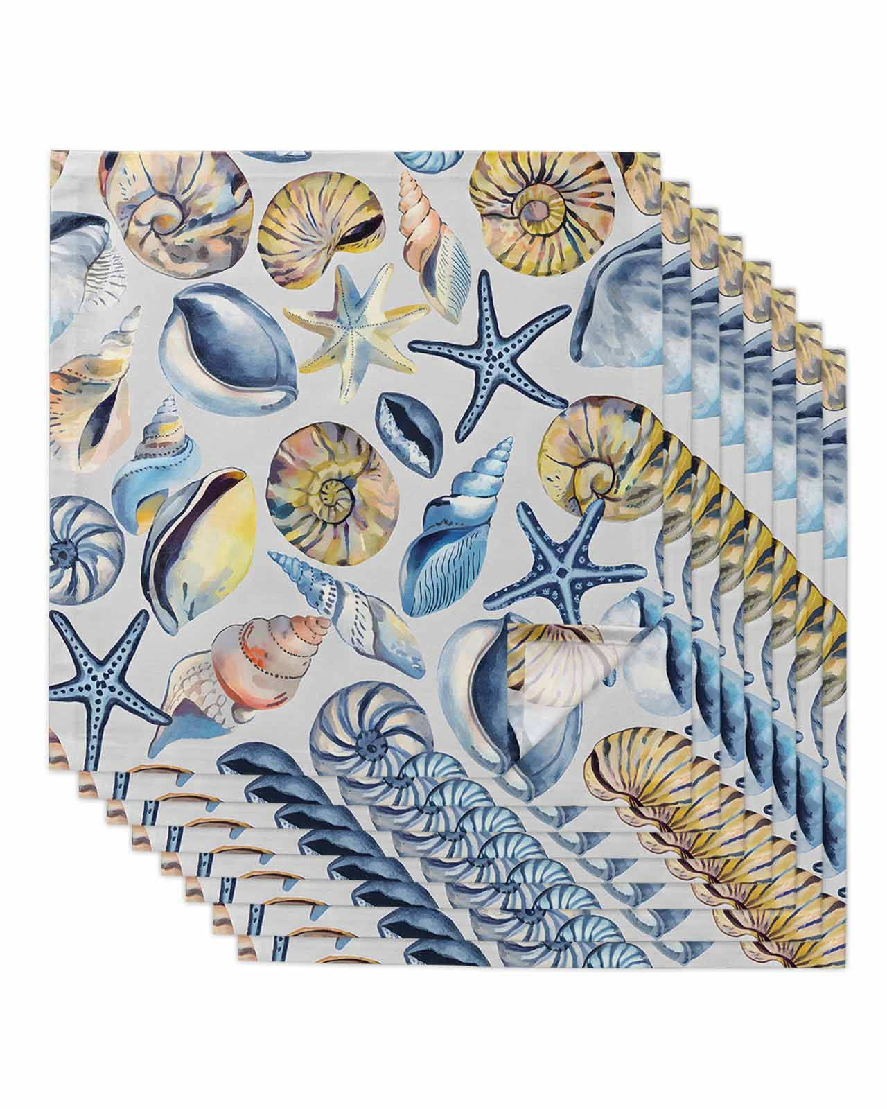 nqOlkjepod Ocean Coastal Cloth Napkins Set of 8 Reusable Dinner Napkins ...