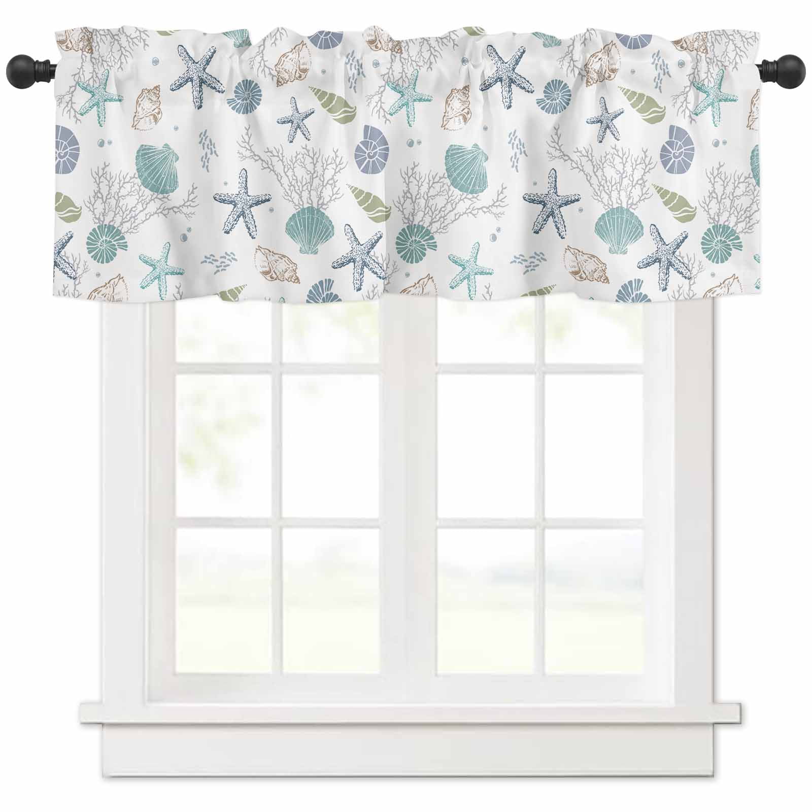 nqOlkjepod Ocean Coastal Farmhouse Short Window Curtain Valances ...