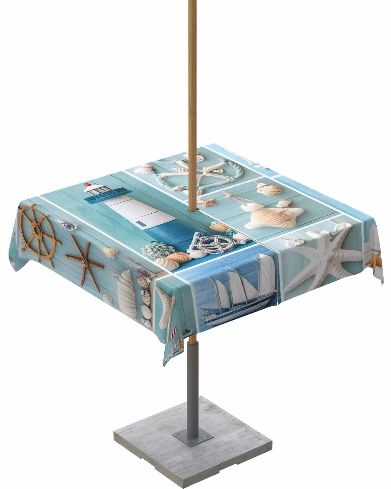 nqOlkjepod Ocean Coastal Outdoor Tablecloth with Umbrella Hole & Zipper ...