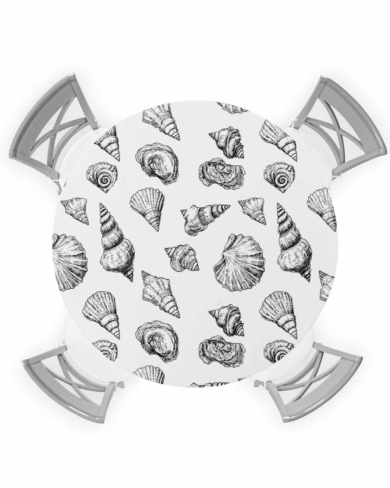 nqOlkjepod Ocean Conch Nautilus Round Tablecloth, Fitted Table Cover ...