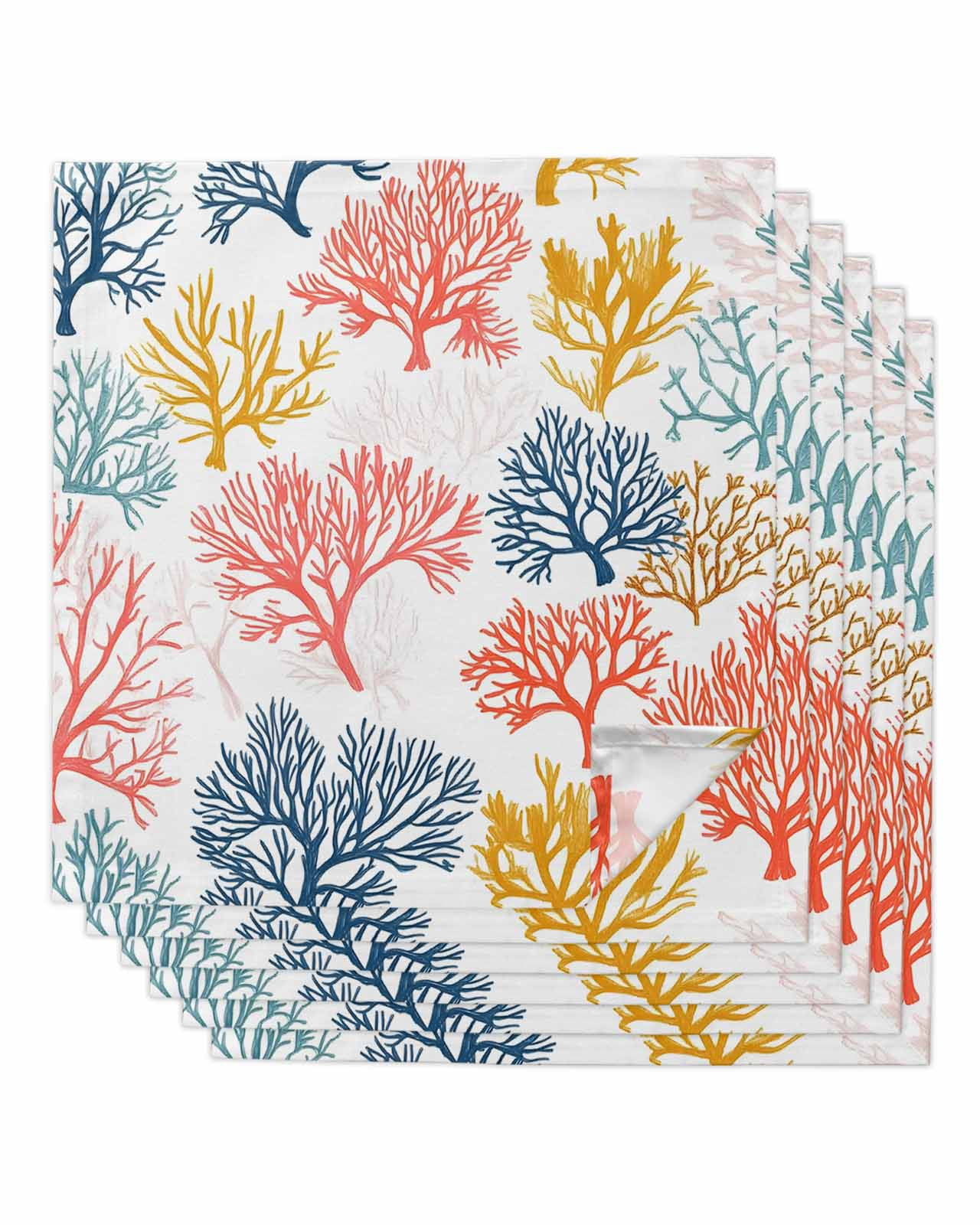 nqOlkjepod Ocean Coral Cloth Napkins Set of 6 Reusable Dinner Napkins ...