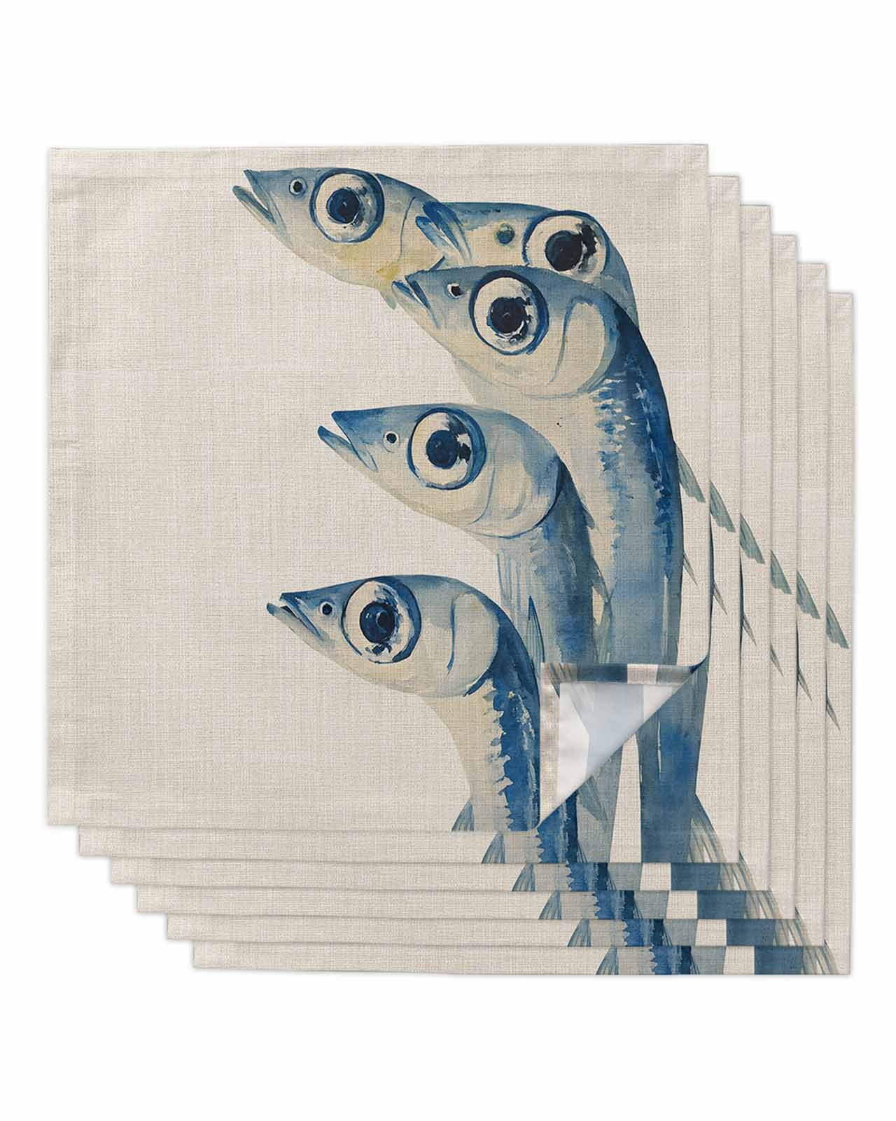 nqOlkjepod Ocean Fish Cloth Napkins Set of 6 Reusable Dinner Napkins ...
