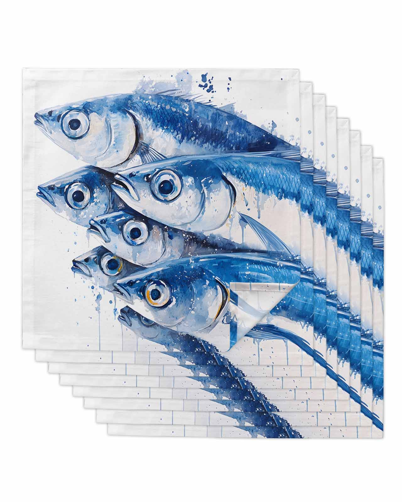 nqOlkjepod Ocean Fish Cloth Napkins Set of 8 Reusable Dinner Napkins ...
