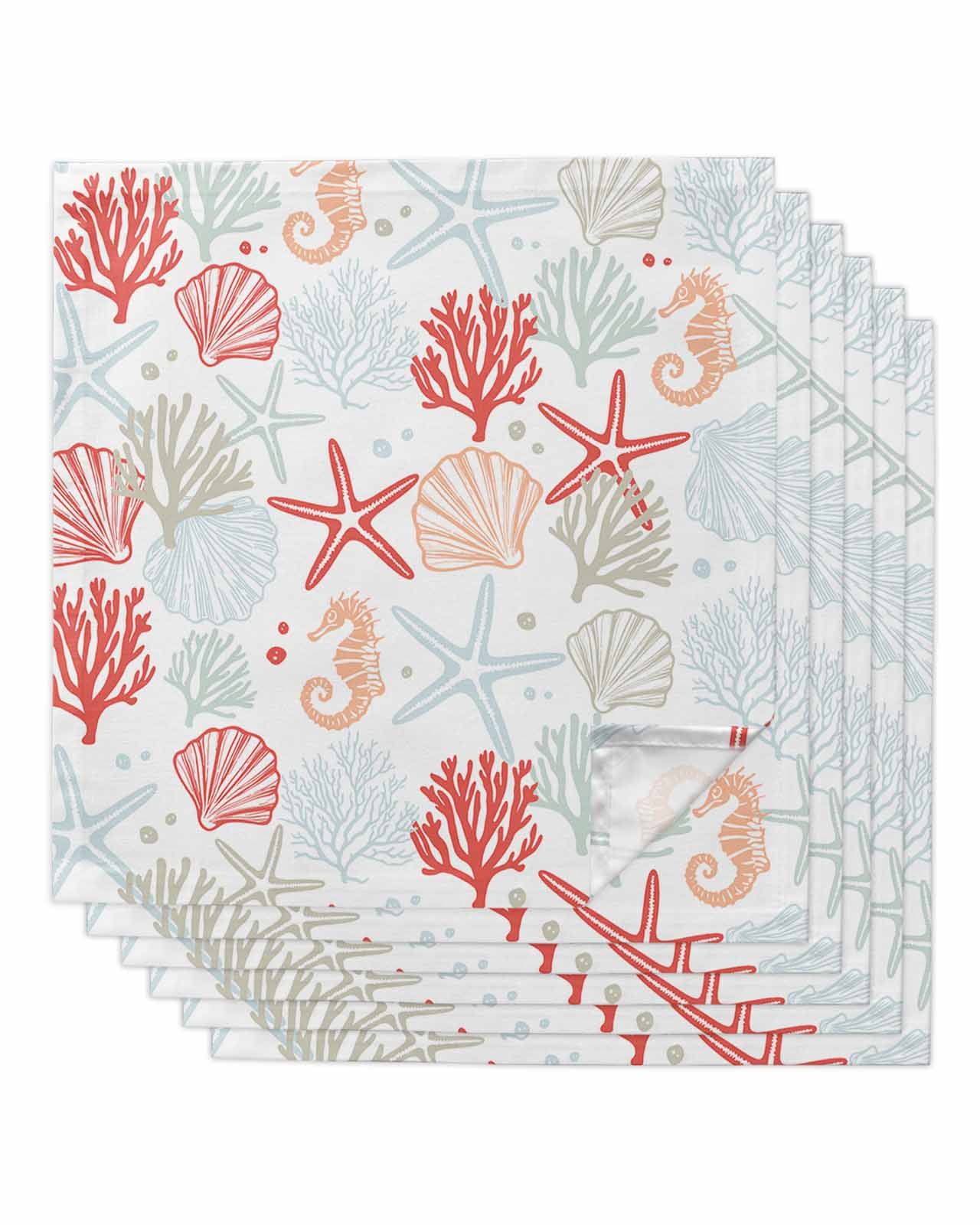 nqOlkjepod Ocean Orange Red Cloth Napkins Set of 6 Reusable Dinner ...