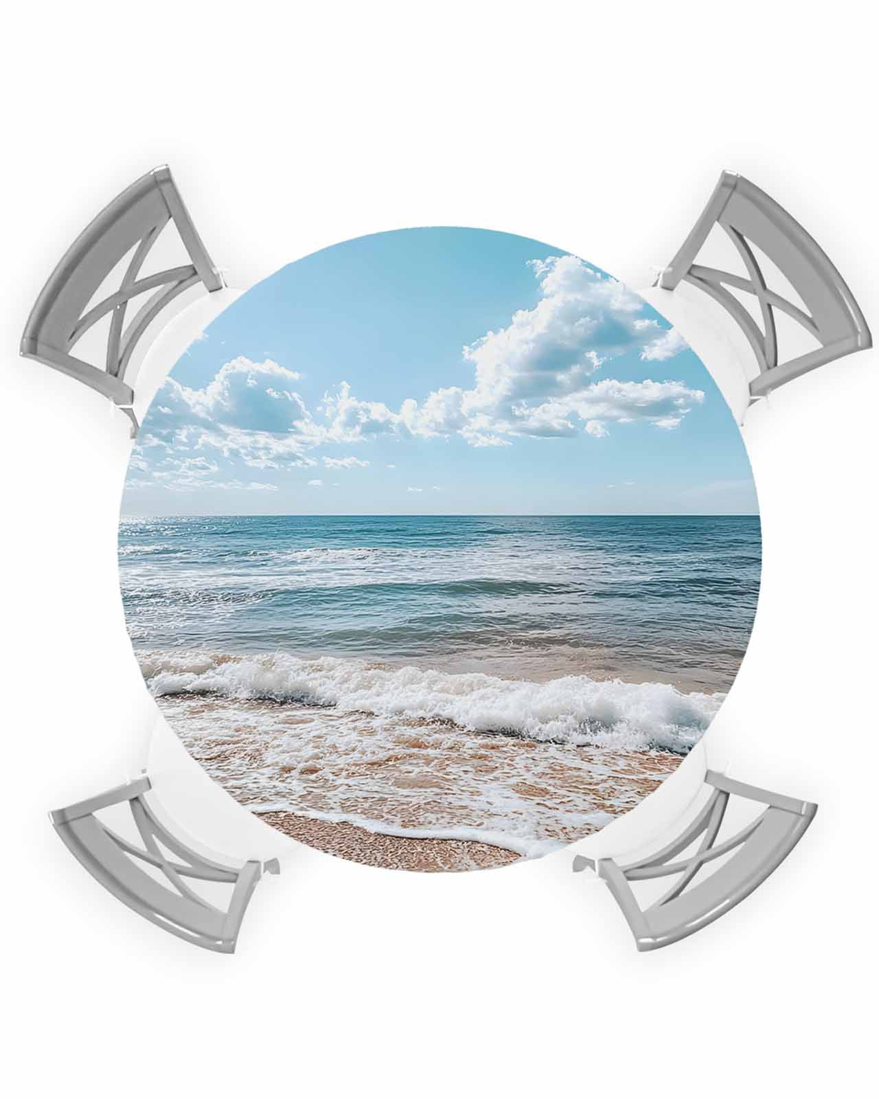 nqOlkjepod Ocean Round Tablecloth, Fitted Table Cover with Elastic for ...
