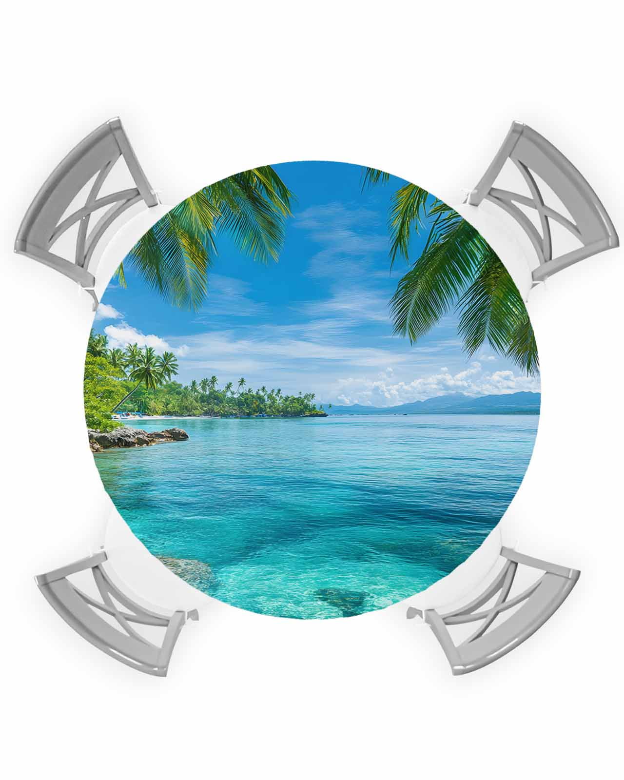 nqOlkjepod Ocean Round Tablecloth, Fitted Table Cover with Elastic for ...