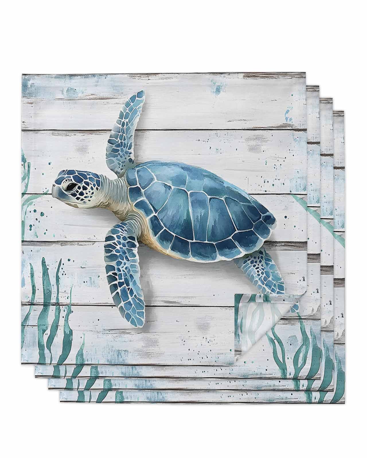 nqOlkjepod Ocean Sea Turtle Blue Cloth Napkins Set of 4 Reusable Dinner ...