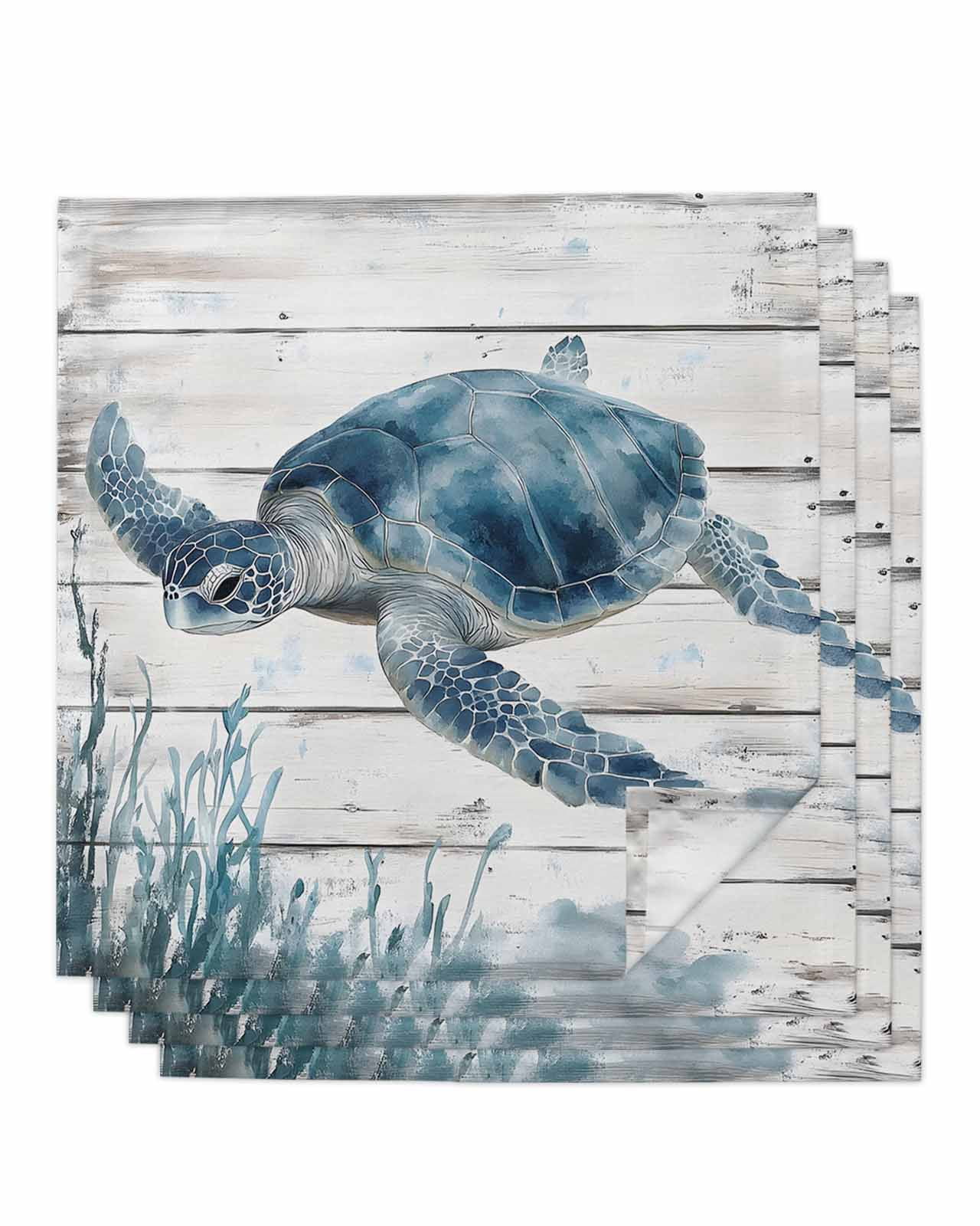 nqOlkjepod Ocean Sea Turtle Cloth Napkins Set of 4 Reusable Dinner ...