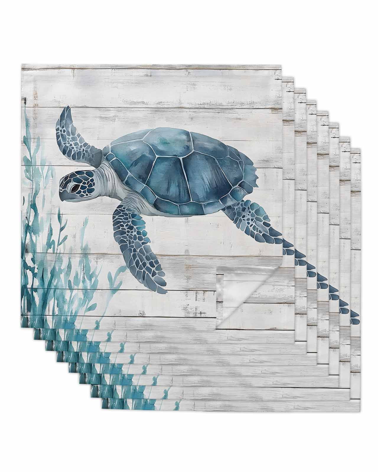 nqOlkjepod Ocean Sea Turtle Cloth Napkins Set of 8 Reusable Dinner ...