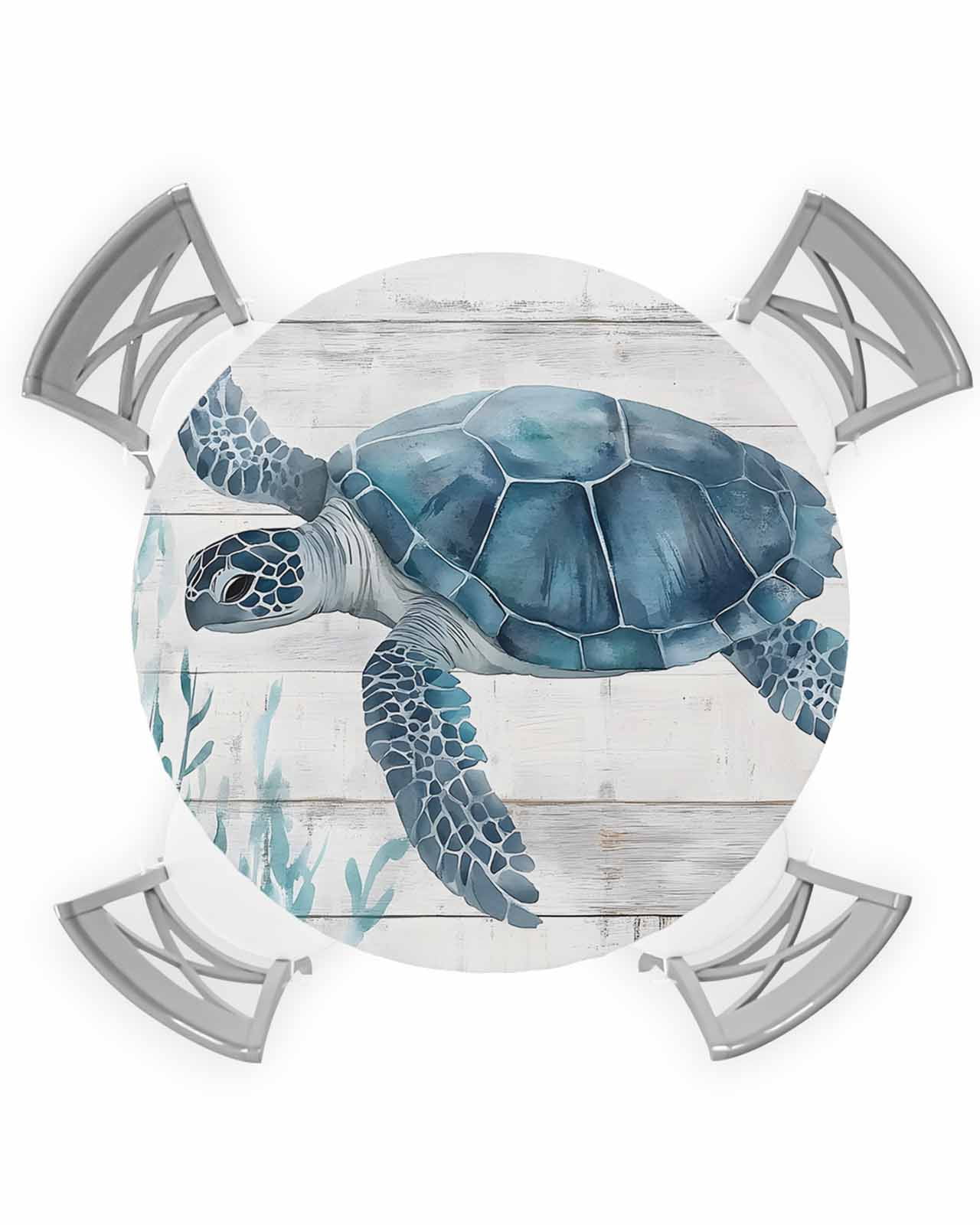 nqOlkjepod Ocean Sea Turtle Round Tablecloth, Fitted Table Cover with ...