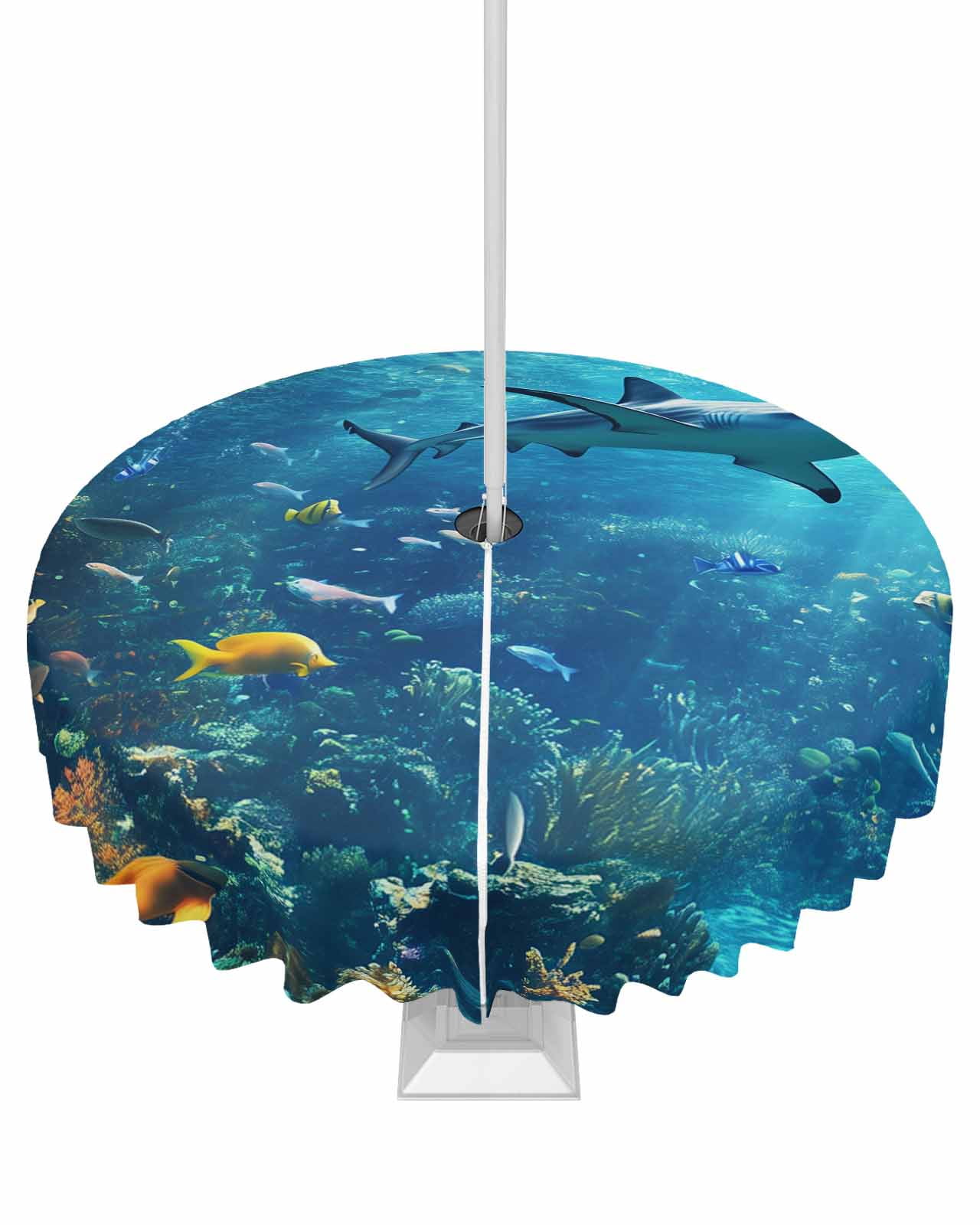 nqOlkjepod Ocean Seabed Outdoor Tablecloth with Umbrella Hole & Zipper ...