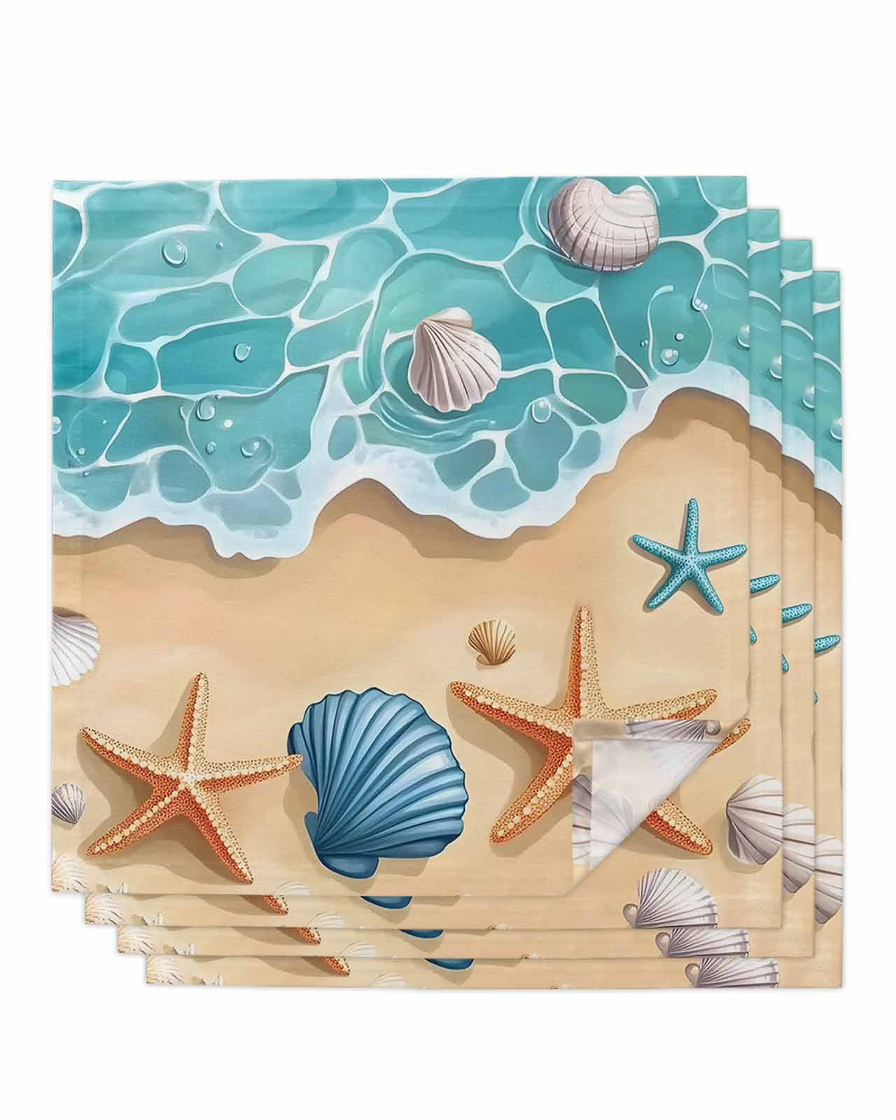 nqOlkjepod Ocean Starfish Cloth Napkins Set of 4 Reusable Dinner ...