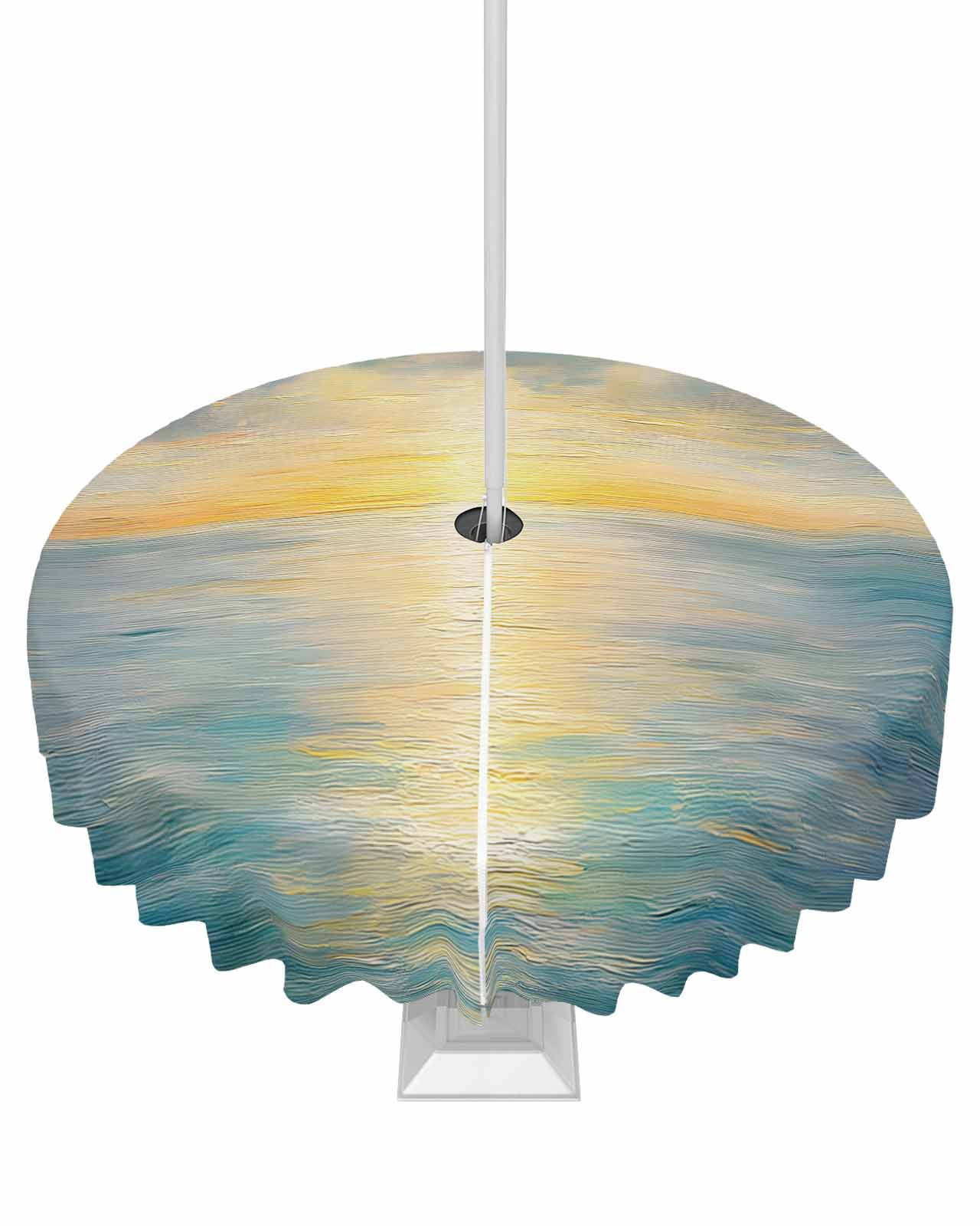 nqOlkjepod Ocean Sunset Outdoor Tablecloth with Umbrella Hole & Zipper ...