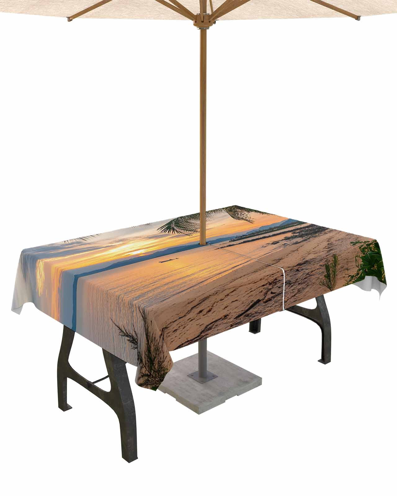 nqOlkjepod Ocean Sunset Outdoor Tablecloth with Umbrella Hole & Zipper ...