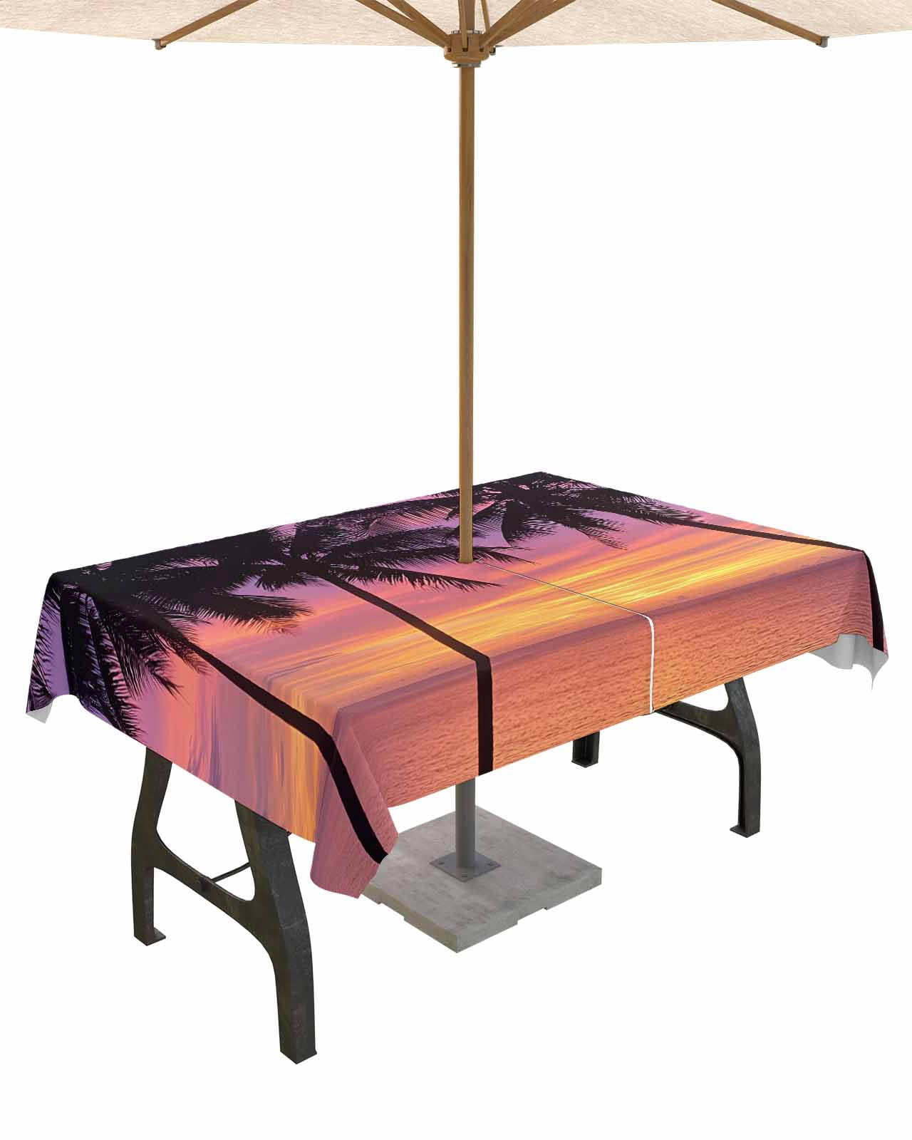 nqOlkjepod Ocean Sunset Outdoor Tablecloth with Umbrella Hole & Zipper ...