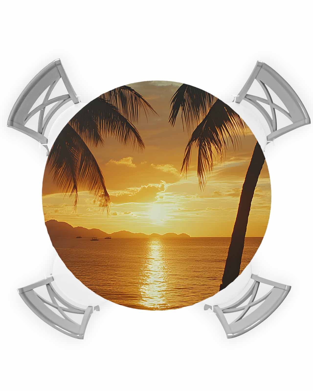 nqOlkjepod Ocean Sunset Round Tablecloth, Fitted Table Cover with ...