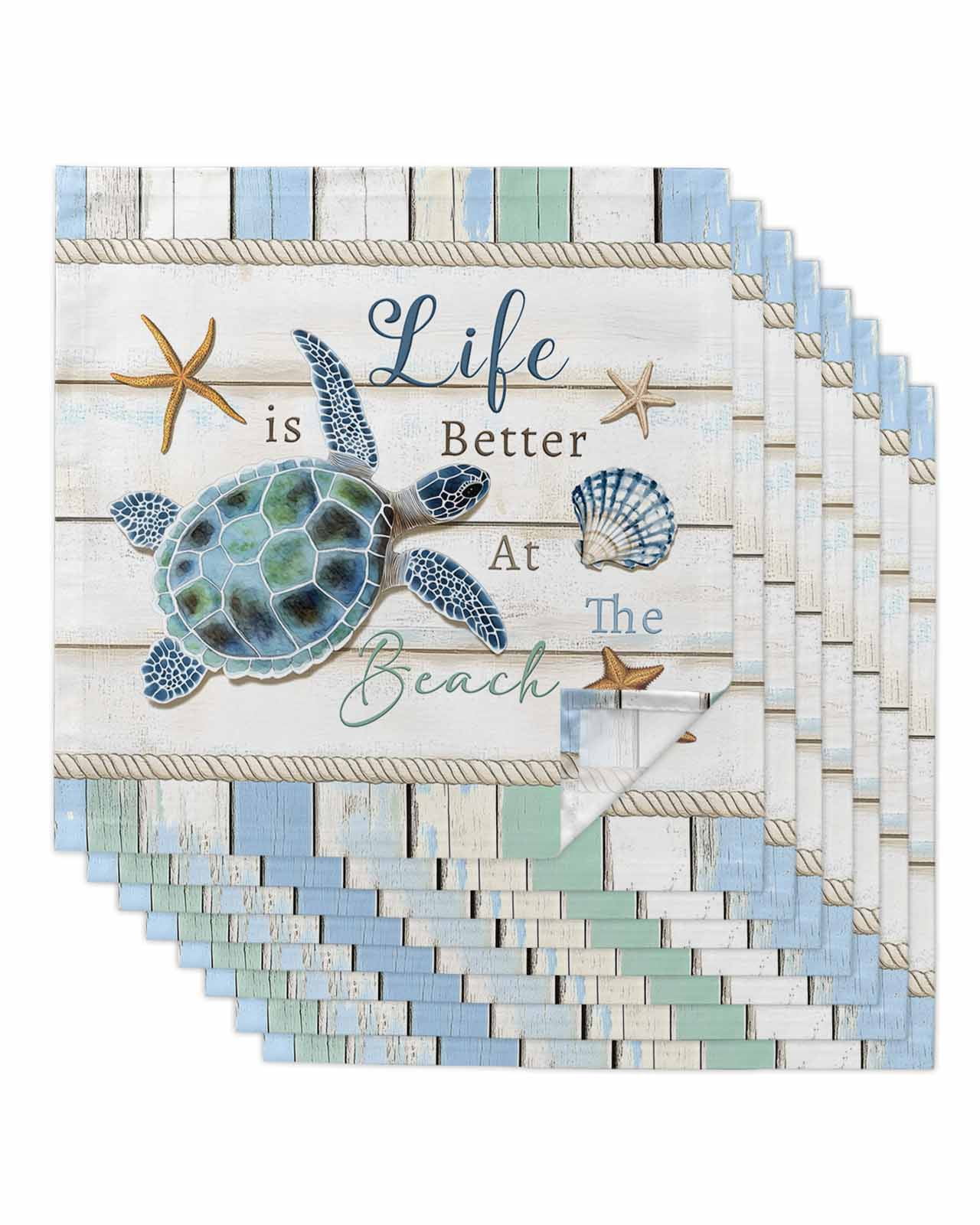 nqOlkjepod Ocean Turtle Cloth Napkins Set of 8 Reusable Dinner Napkins ...