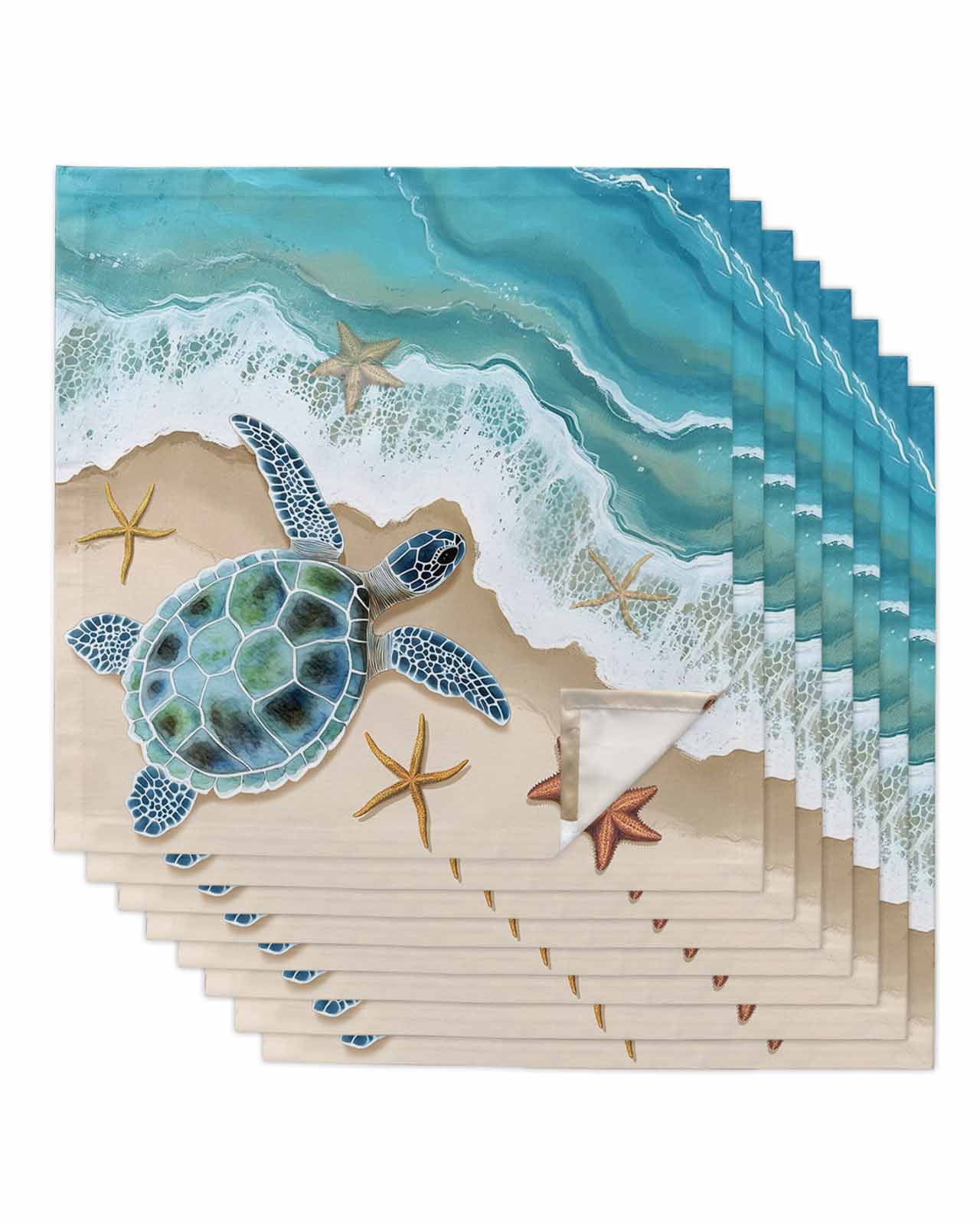 nqOlkjepod Ocean Turtle Cloth Napkins Set of 8 Reusable Dinner Napkins ...