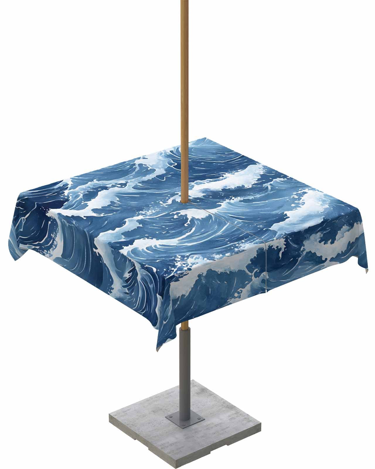 nqOlkjepod Ocean Waves Outdoor Tablecloth with Umbrella Hole & Zipper ...