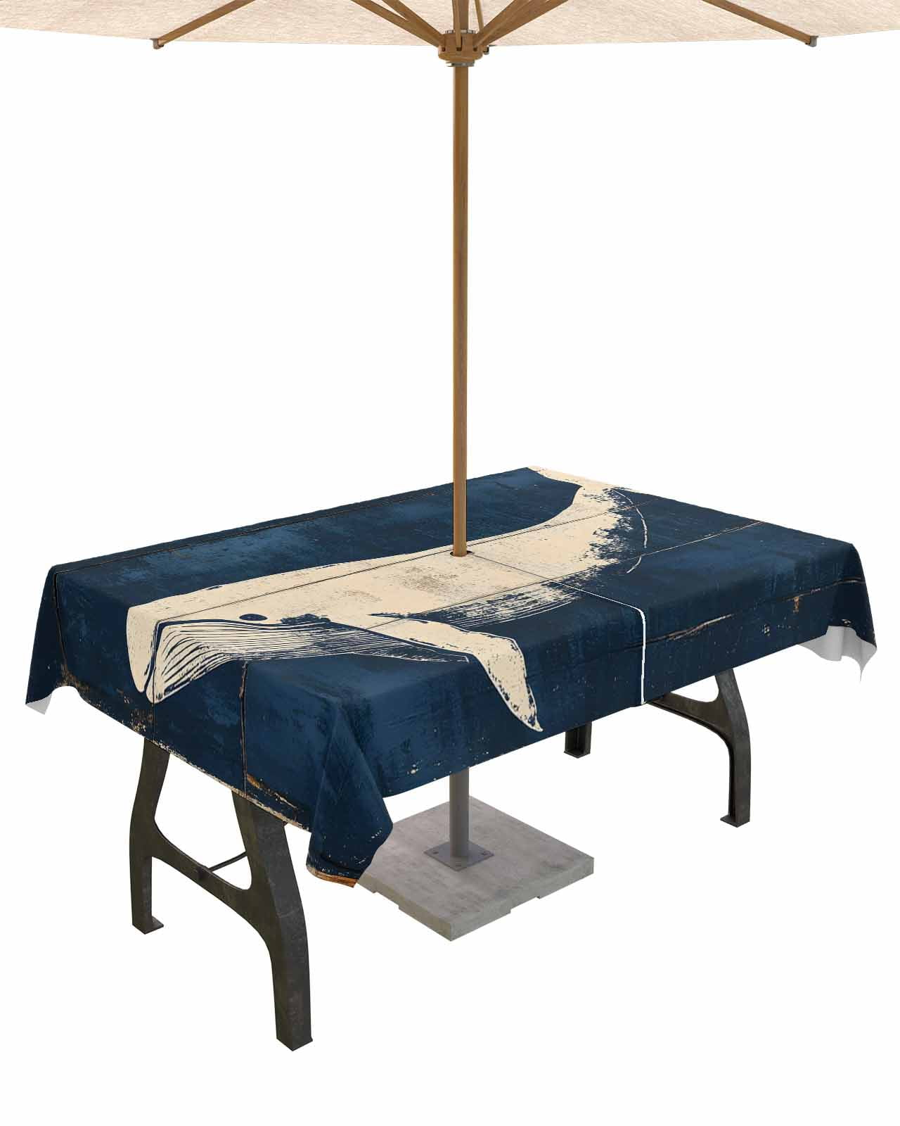nqOlkjepod Ocean Whale Blue Outdoor Tablecloth with Umbrella Hole ...