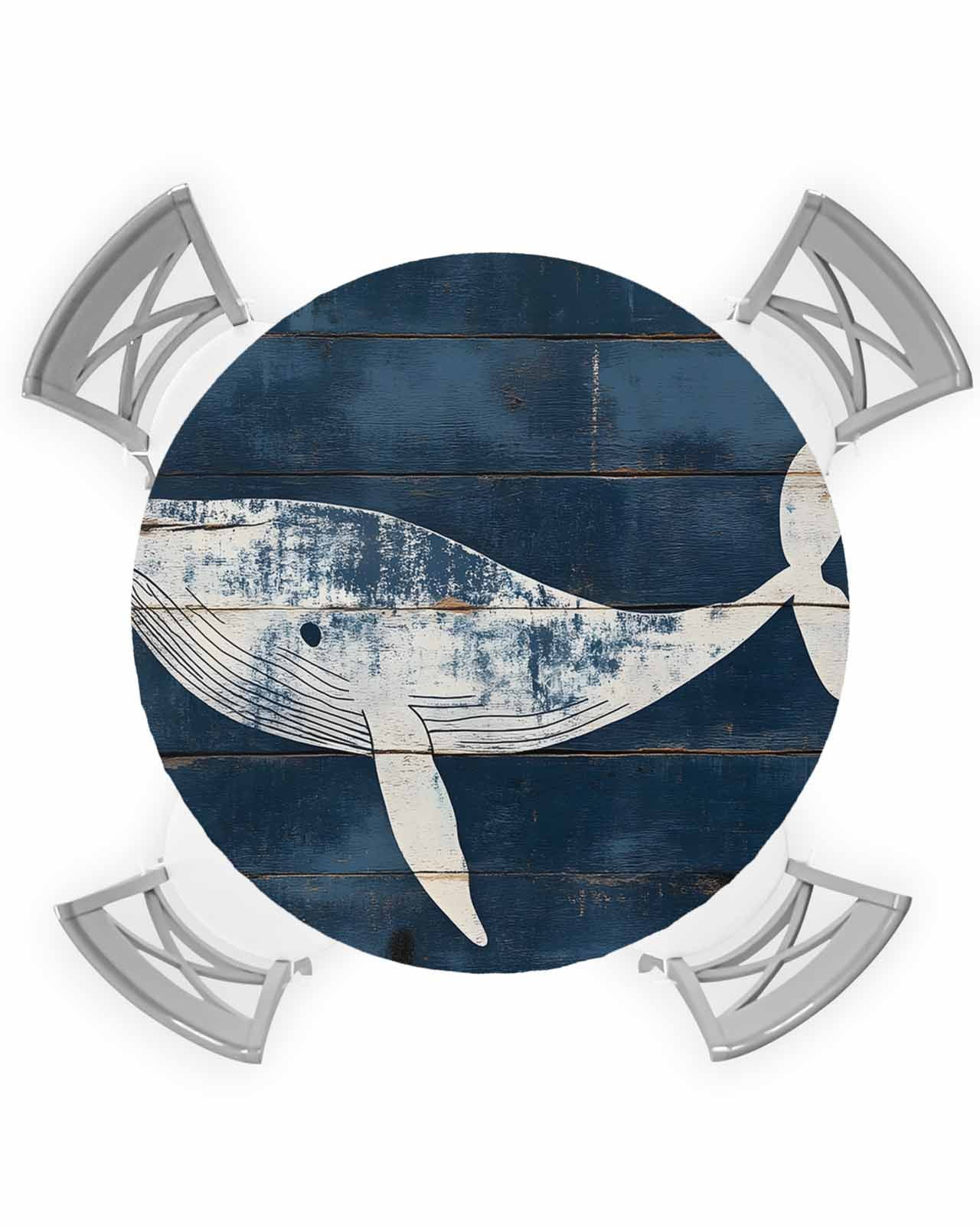 nqOlkjepod Ocean Whale Blue Round Tablecloth, Fitted Table Cover with ...