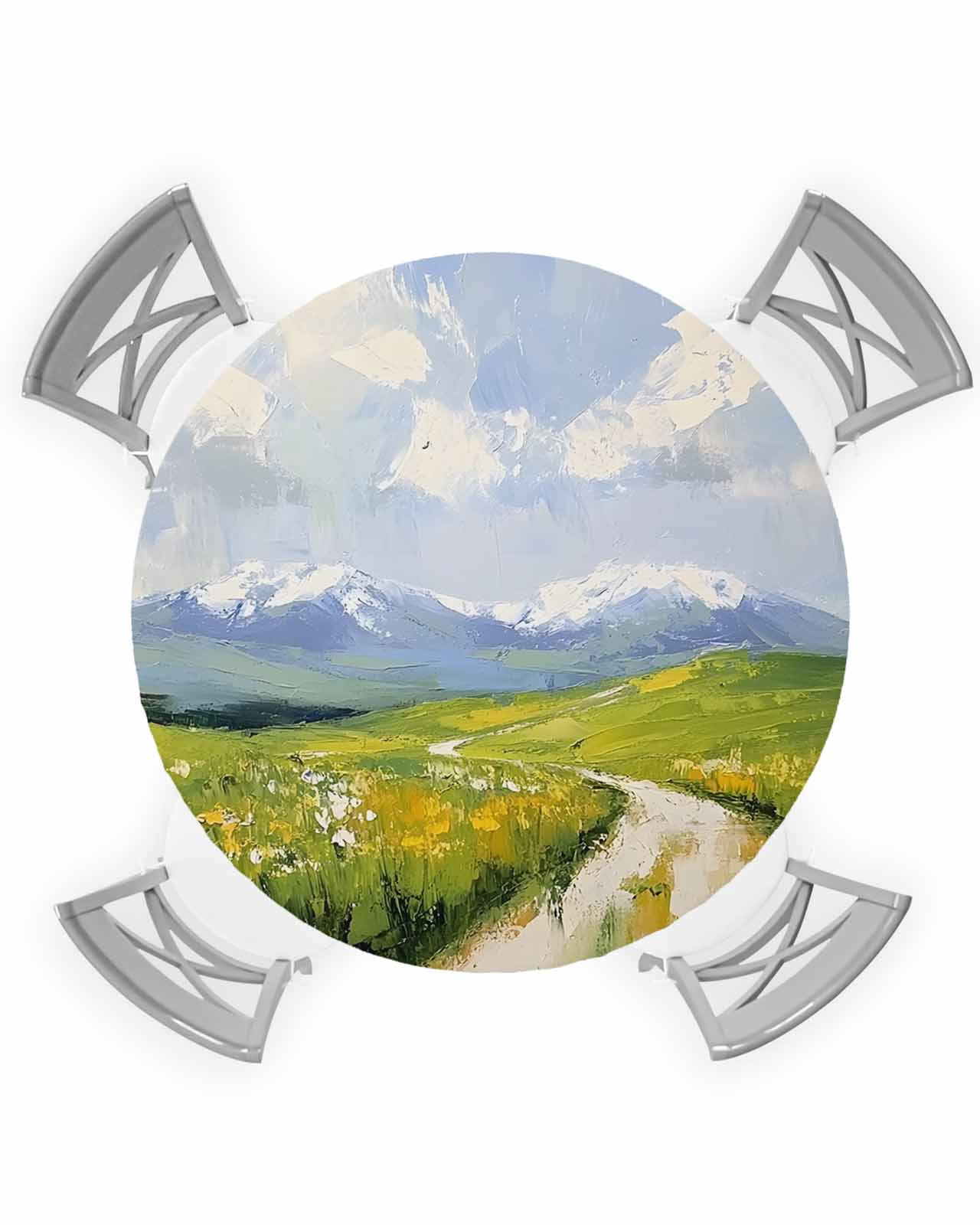 nqOlkjepod Oil Painting Round Tablecloth, Fitted Table Cover with ...