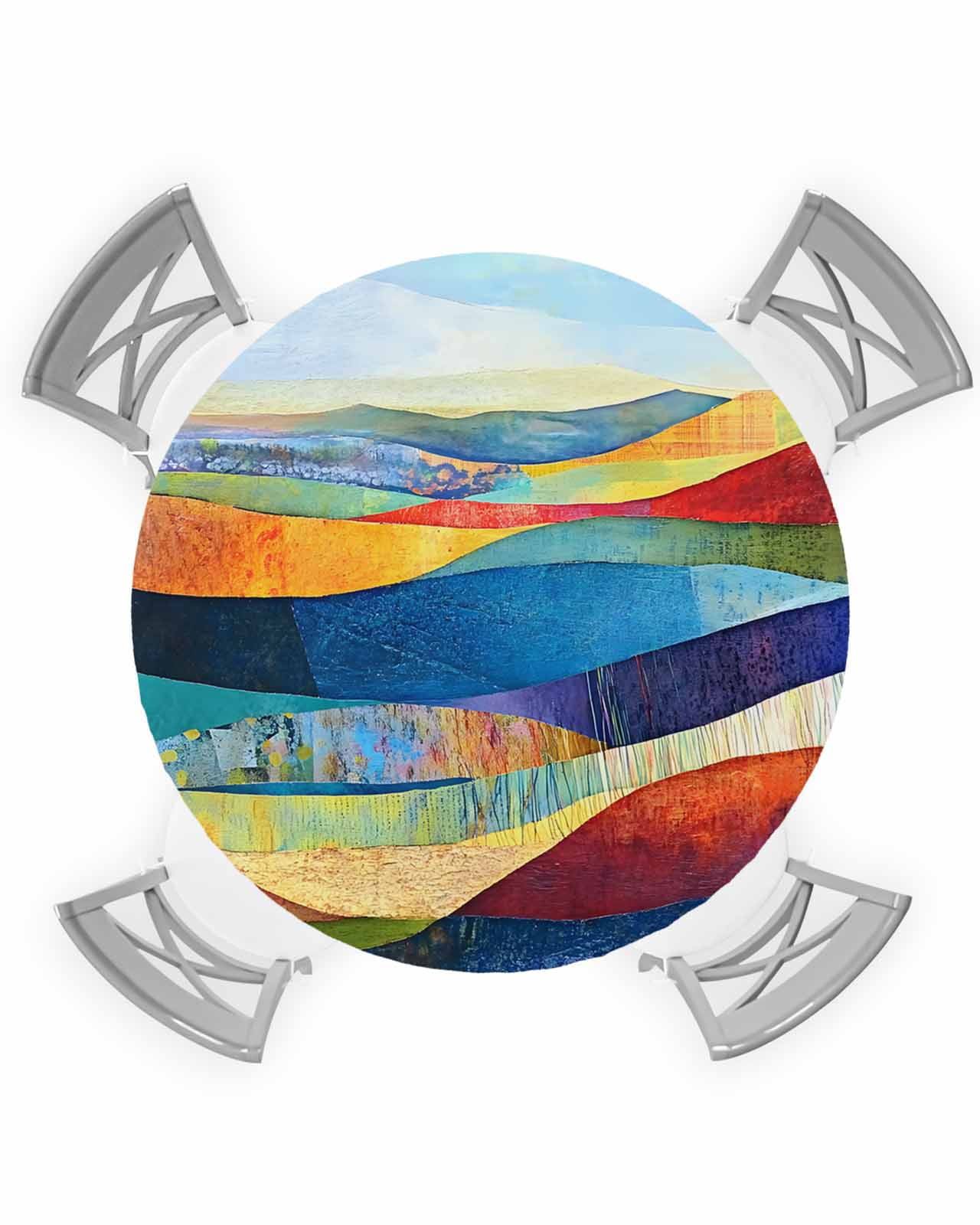 nqOlkjepod Oil Painting Round Tablecloth, Fitted Table Cover with ...