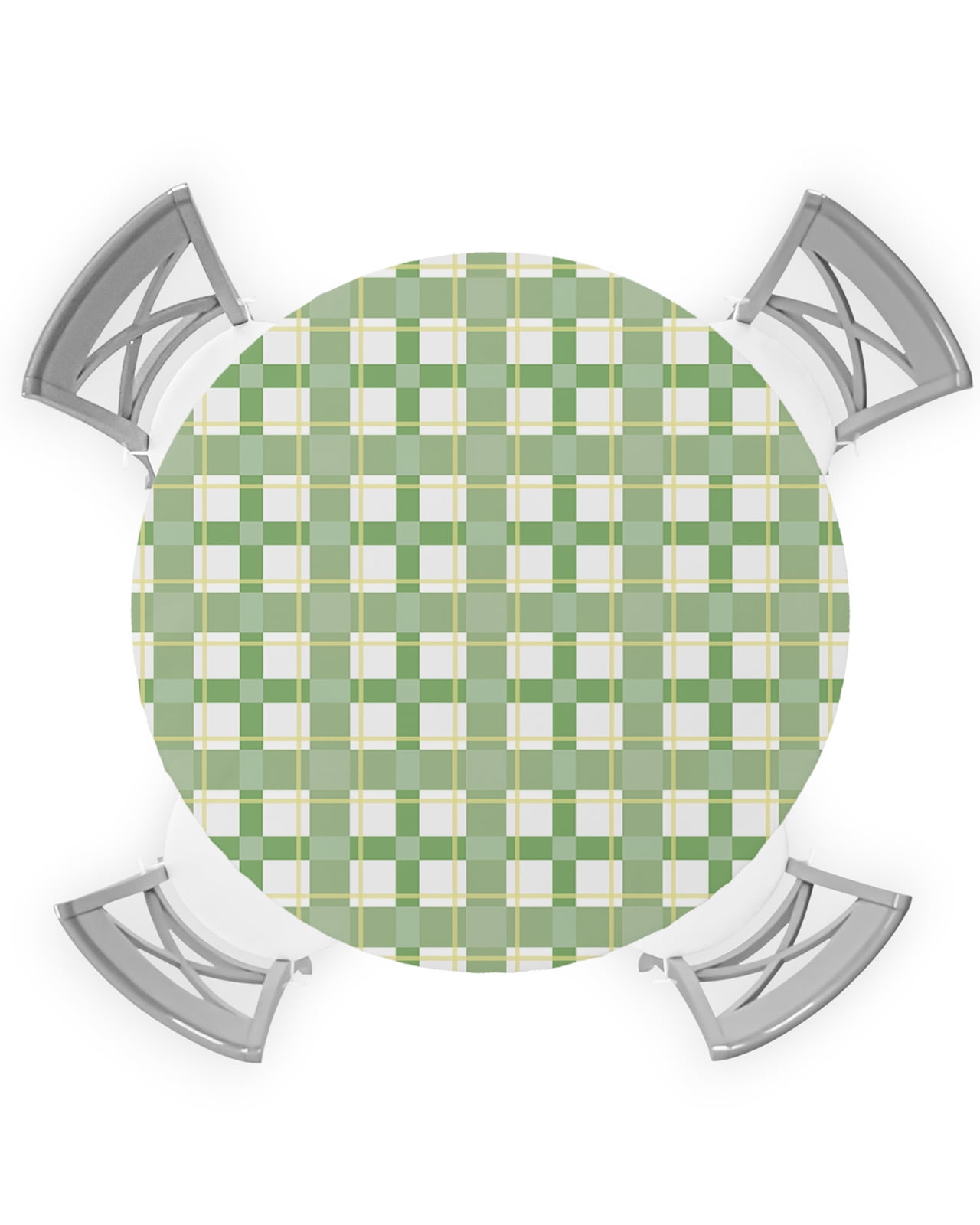nqOlkjepod Ombre Green Plaid, Round Tablecloth, Fitted Table Cover with ...