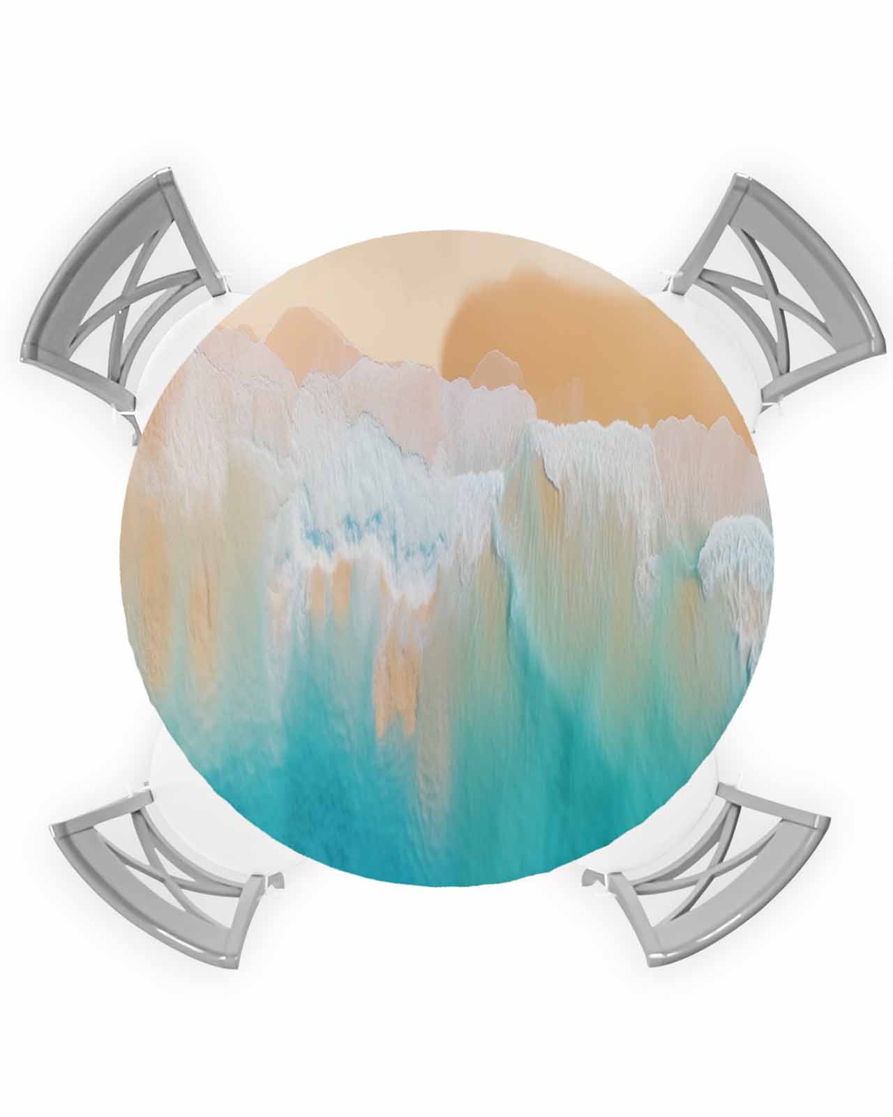 nqOlkjepod Orange Aqua Coastal Round Tablecloth, Fitted Table Cover ...