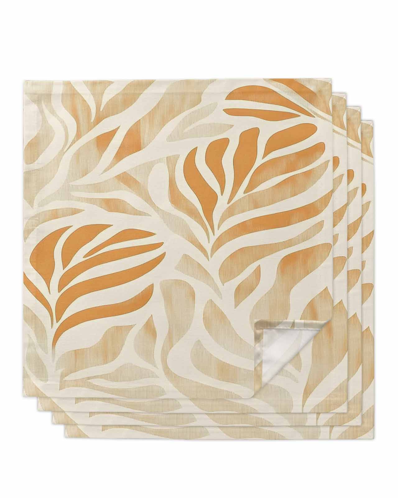 nqOlkjepod Orange Beige Abstract Cloth Napkins Set of 4 Reusable Dinner ...