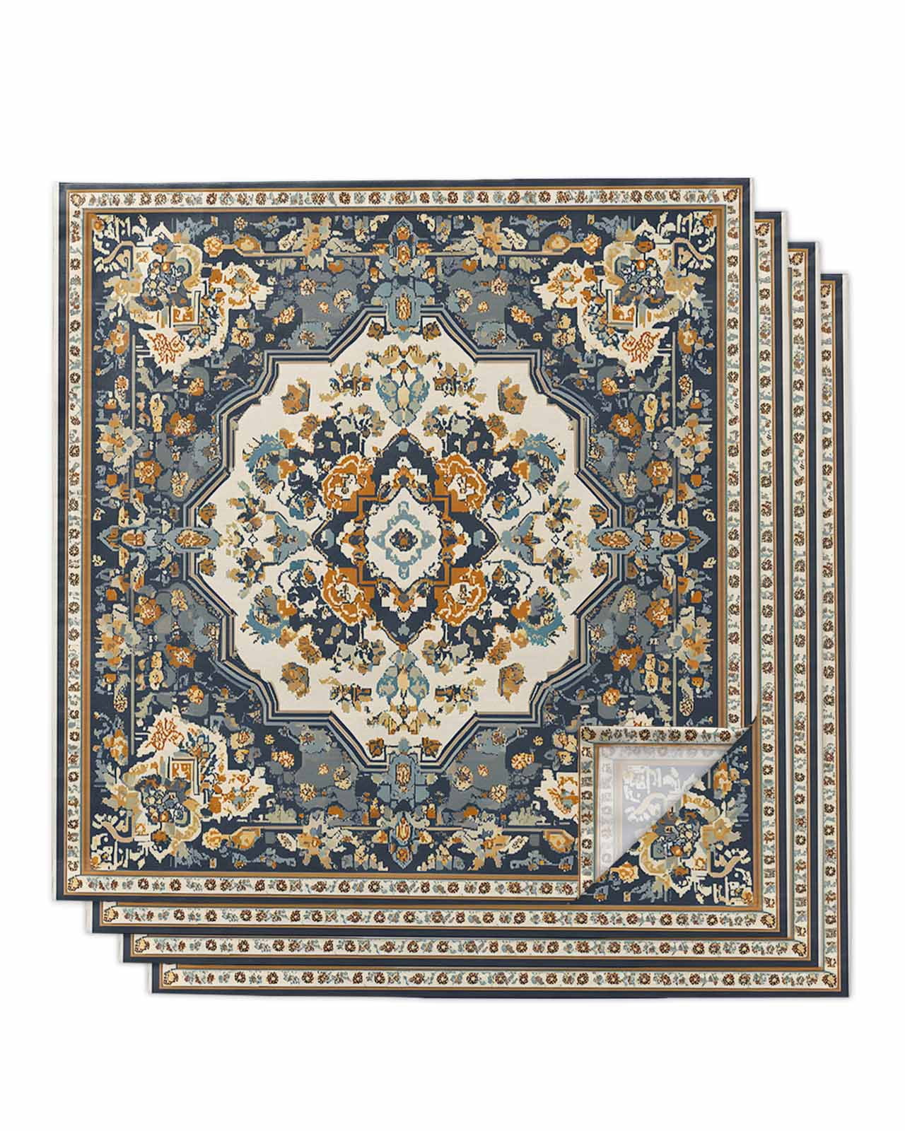 nqOlkjepod Orange Blue Boho Cloth Napkins Set of 4 Reusable Dinner ...