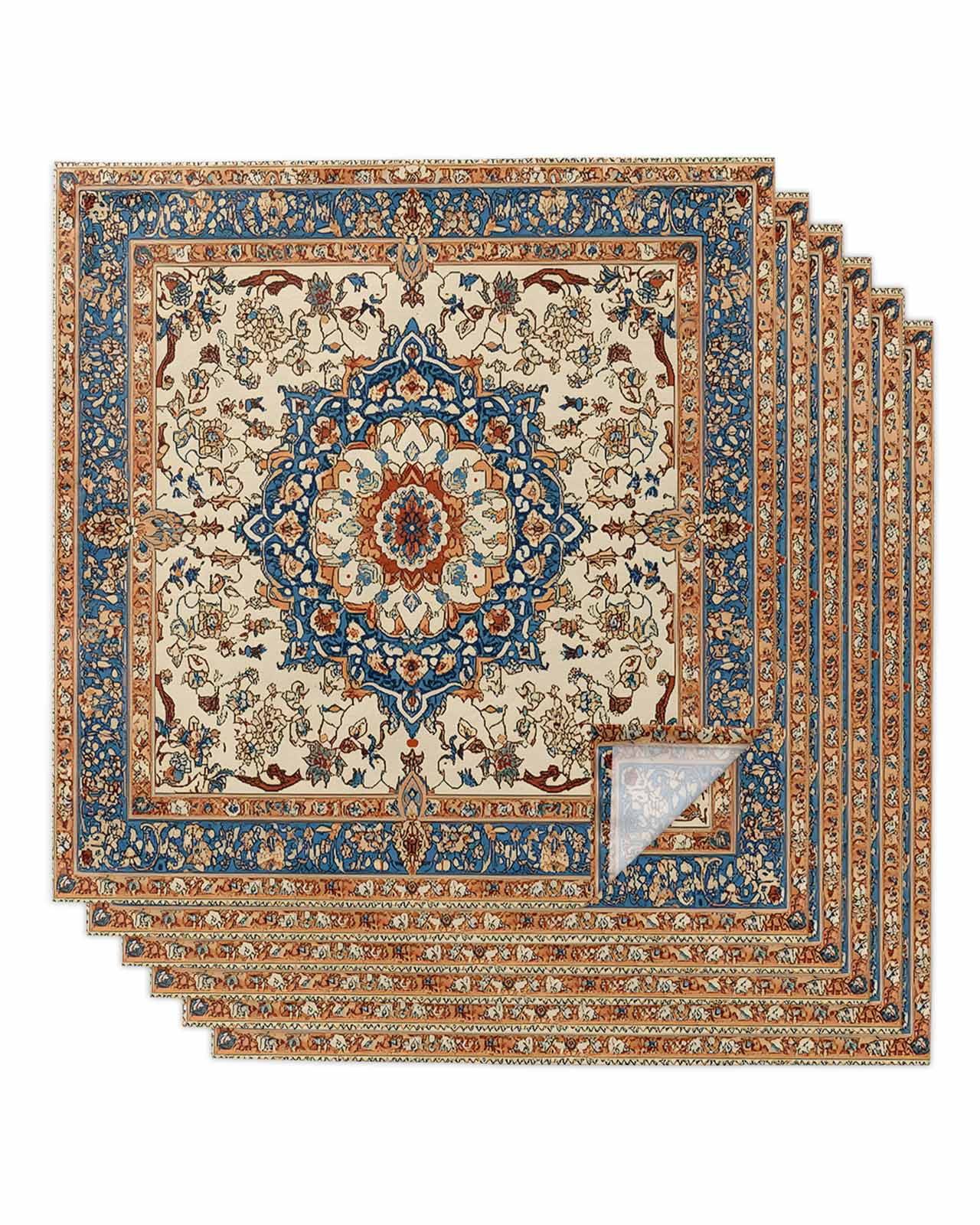 nqOlkjepod Orange Blue Southwestern Cloth Napkins Set of 6 Reusable ...