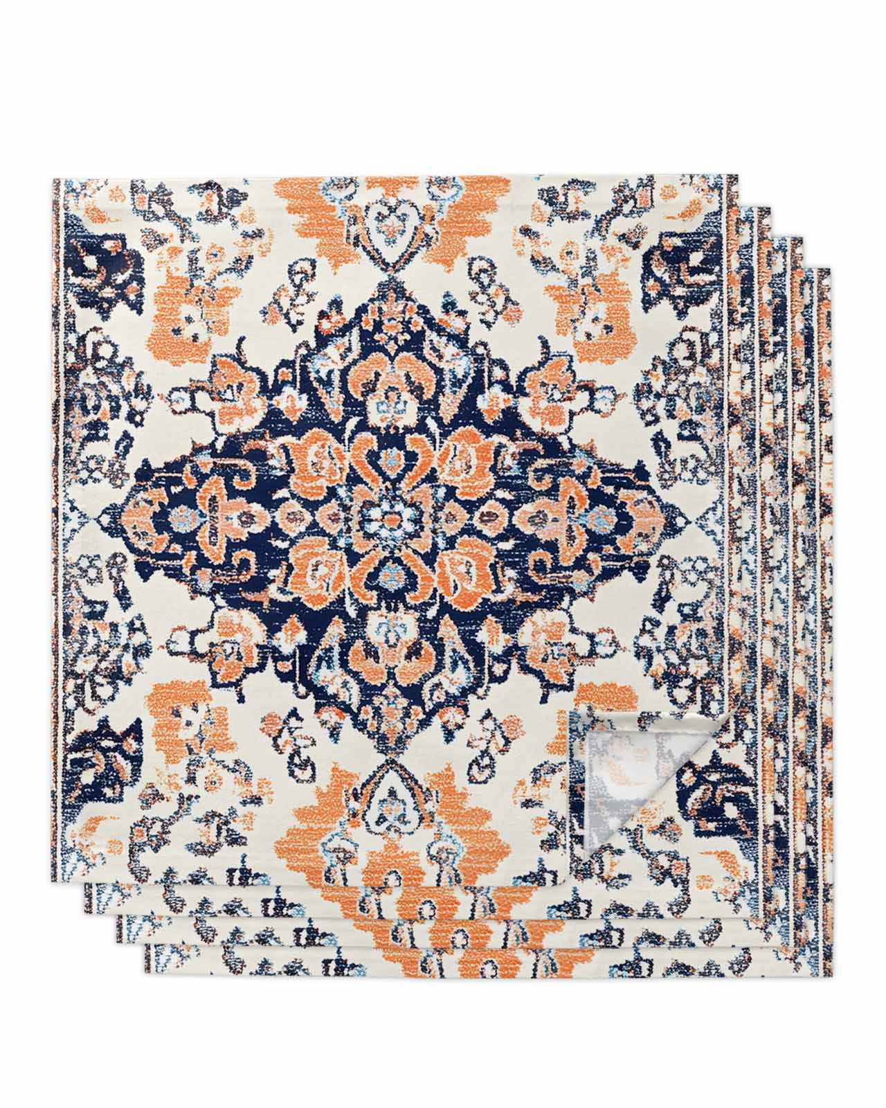 nqOlkjepod Orange Boho Cloth Napkins Set of 4 Reusable Dinner Napkins ...