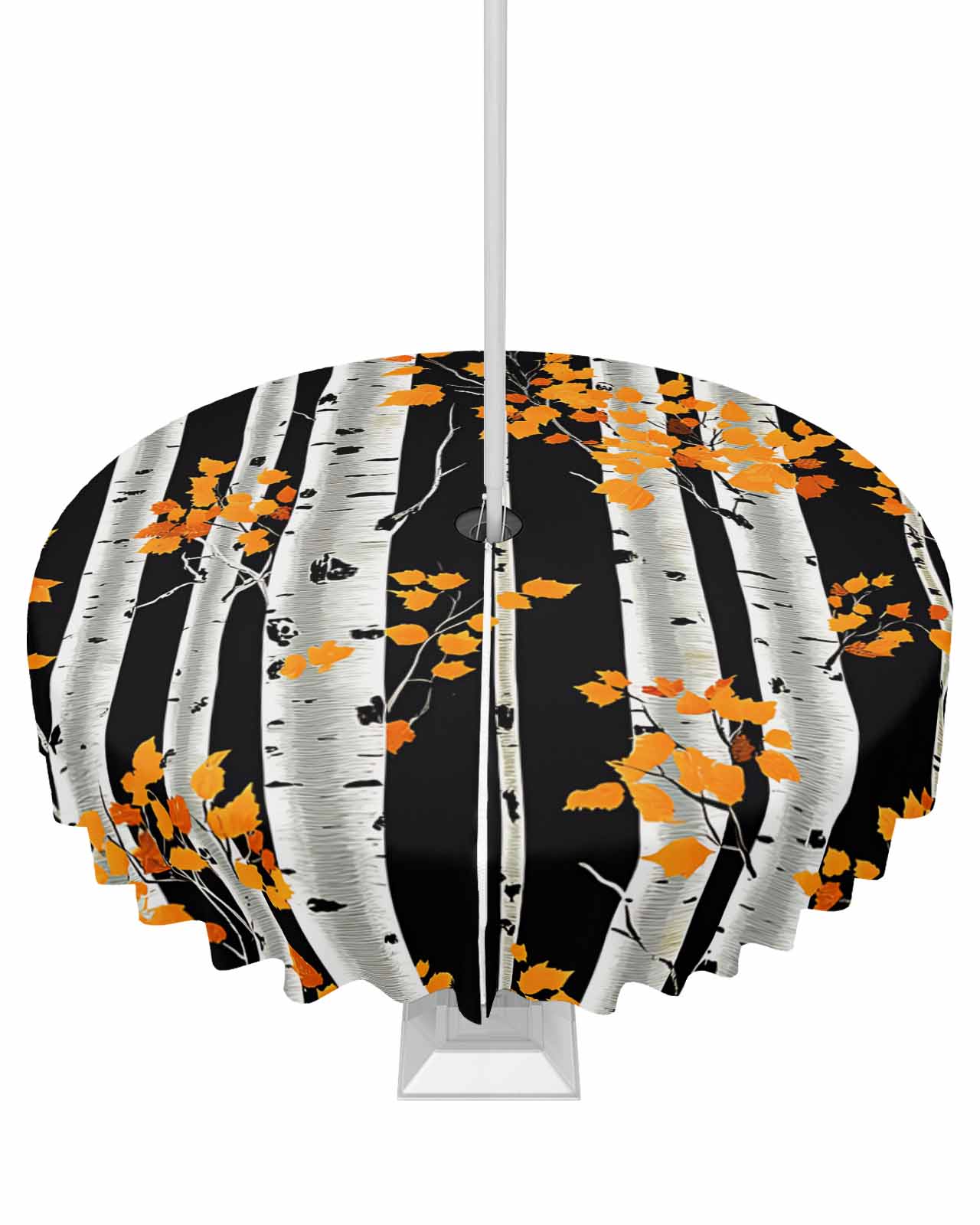 nqOlkjepod Orange Botanical Outdoor Tablecloth with Umbrella Hole ...