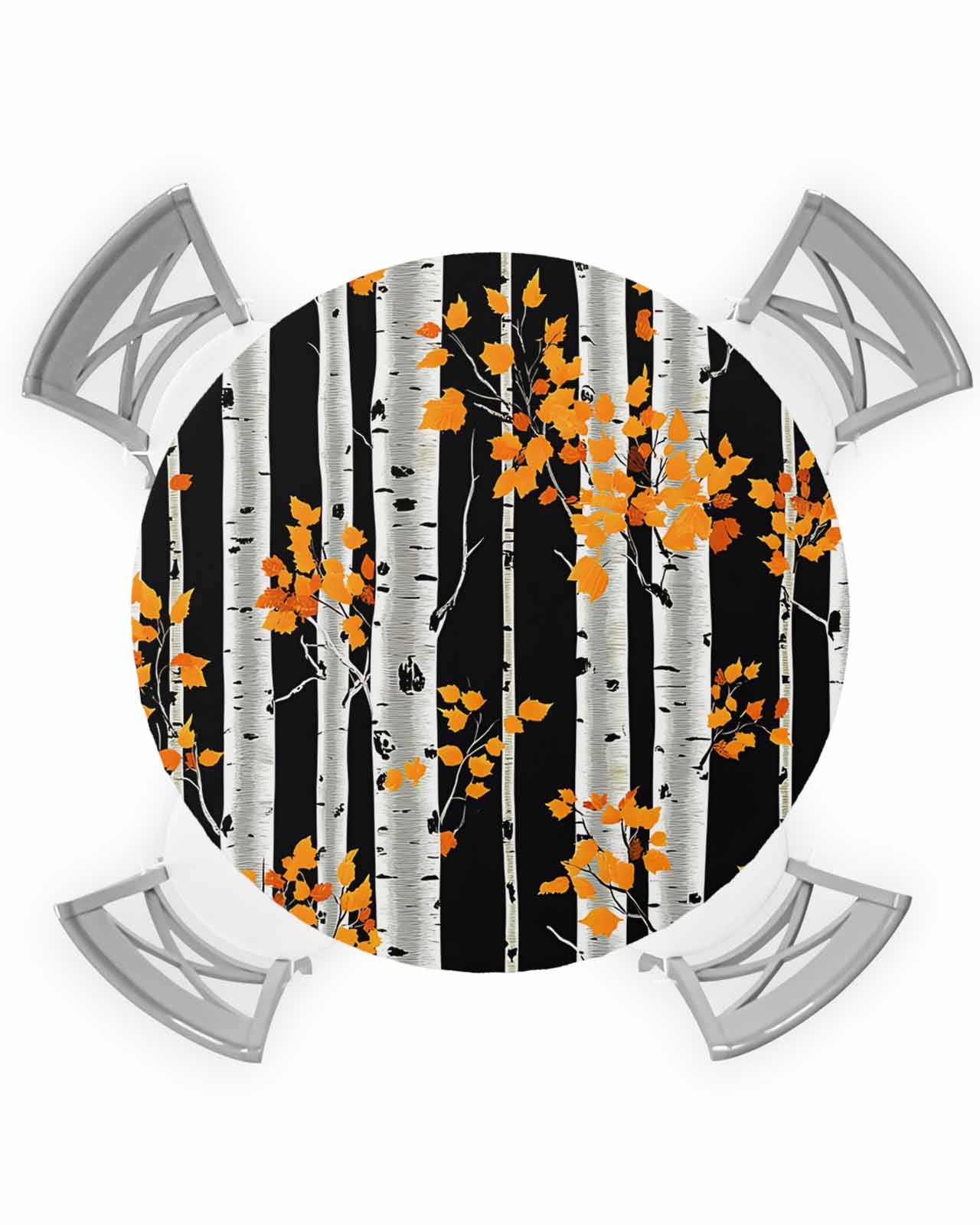 nqOlkjepod Orange Botanical Round Tablecloth, Fitted Table Cover with ...