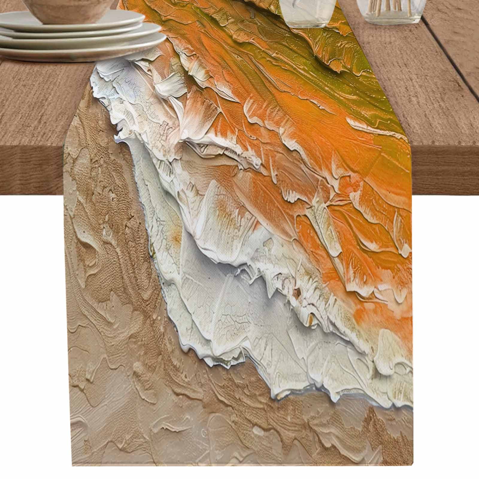 nqOlkjepod Orange Coastal Beach Table Runner 48 Inches Long Farmhouse ...