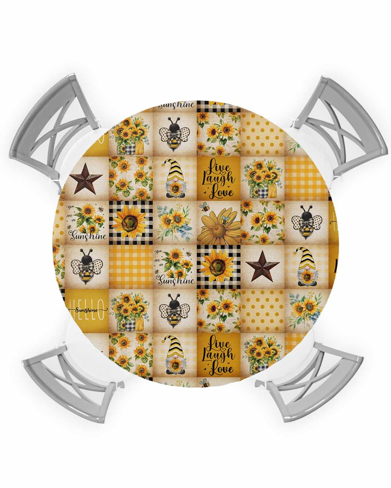 nqOlkjepod Orange Coastal Round Tablecloth, Fitted Table Cover with ...