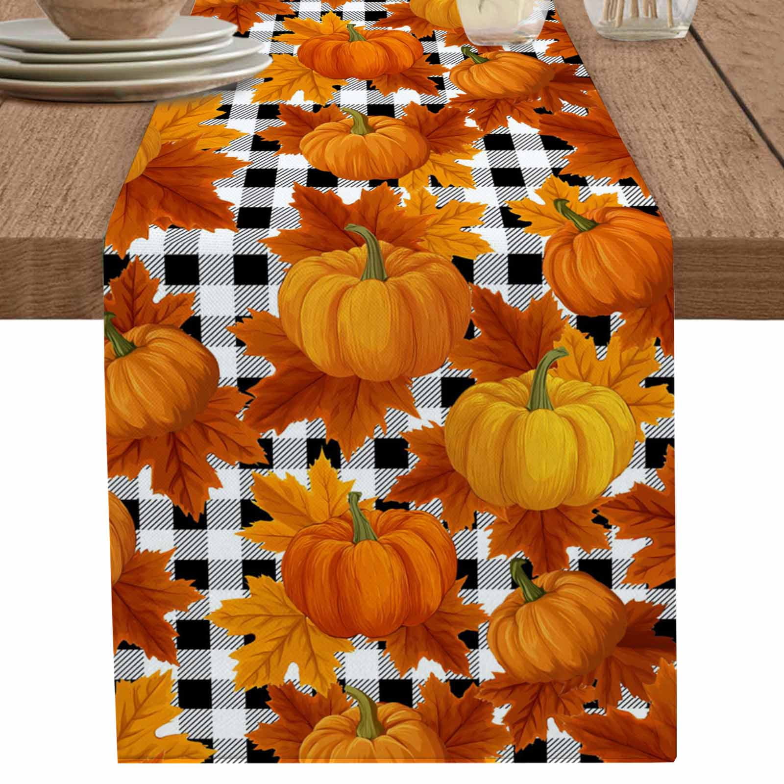nqOlkjepod Orange Fall Table Runner 108 Inches Long Farmhouse Dress ...