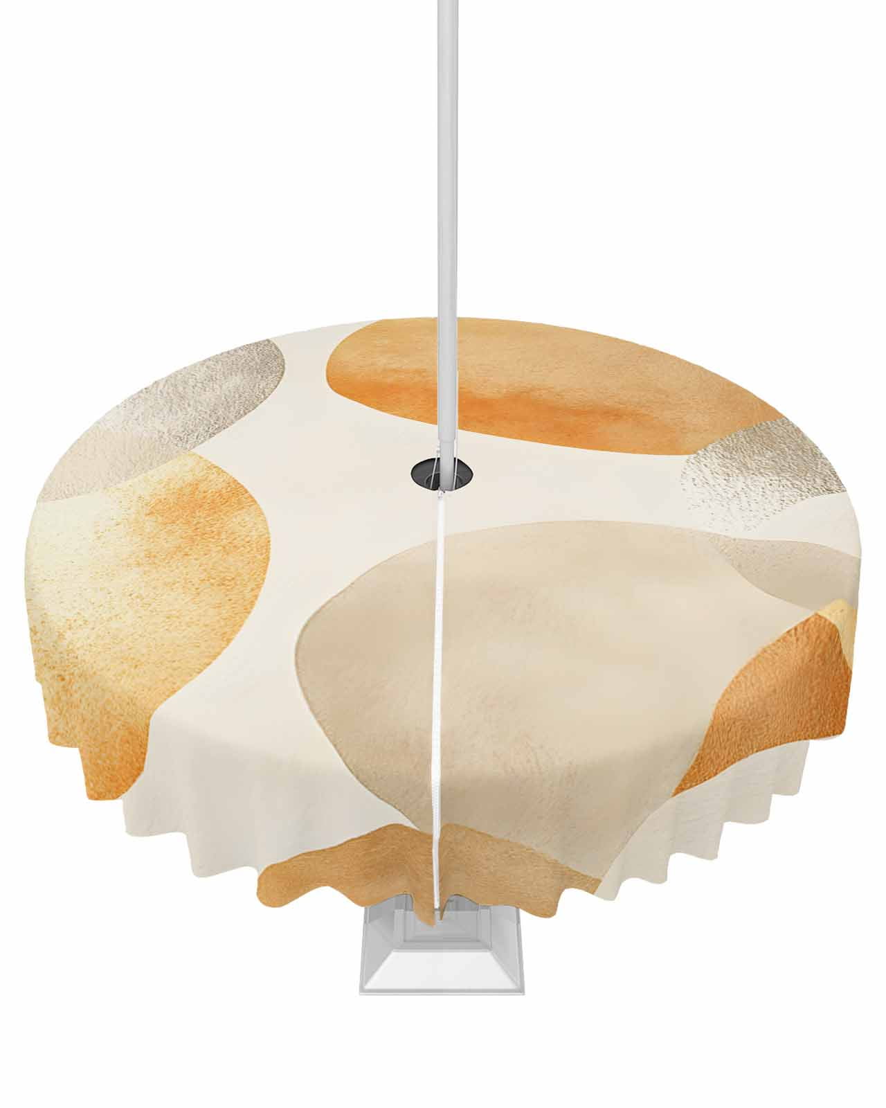 nqOlkjepod Orange Geometric Outdoor Tablecloth with Umbrella Hole ...