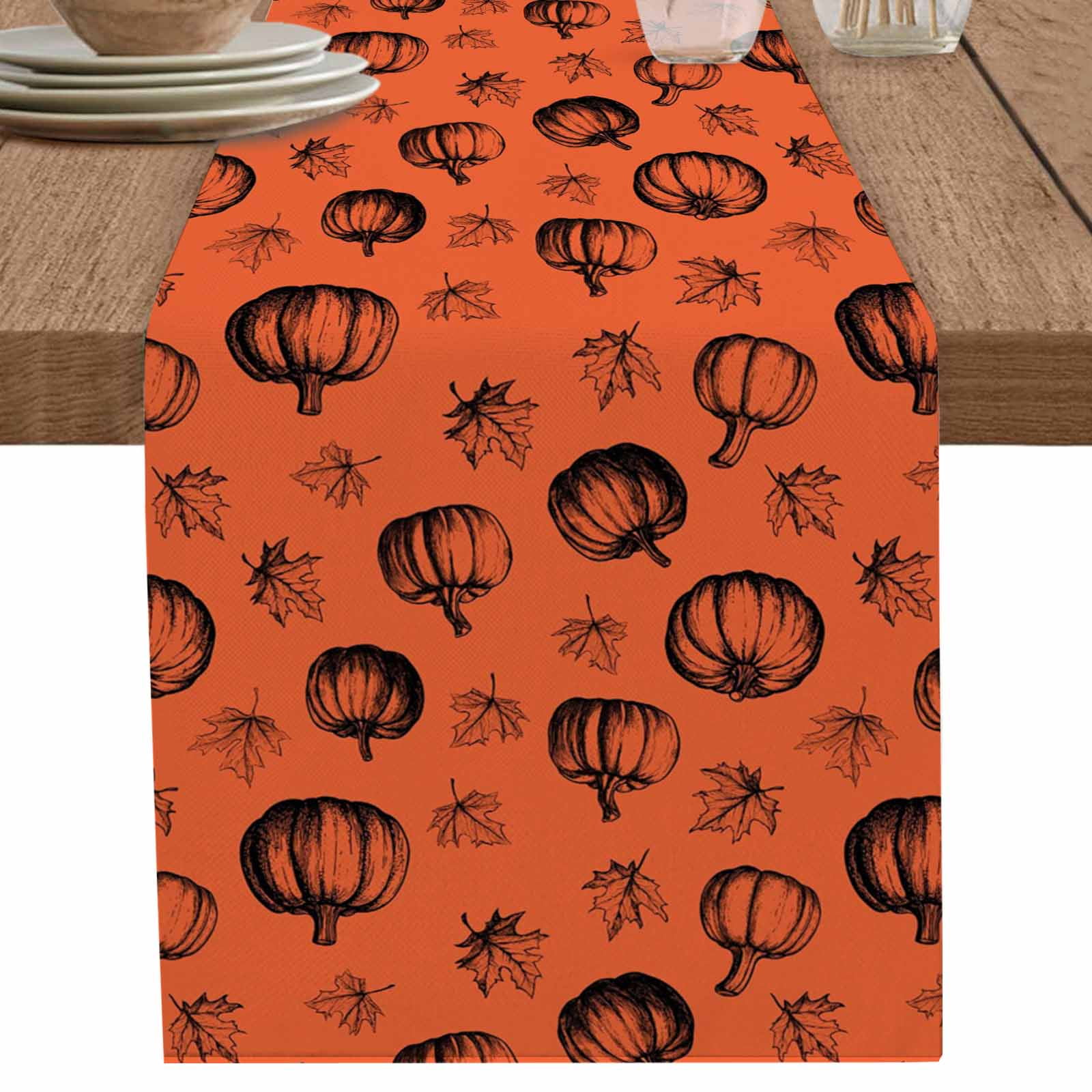 nqOlkjepod Orange Gray Thanksgiving Table Runner 36 Inches Long ...