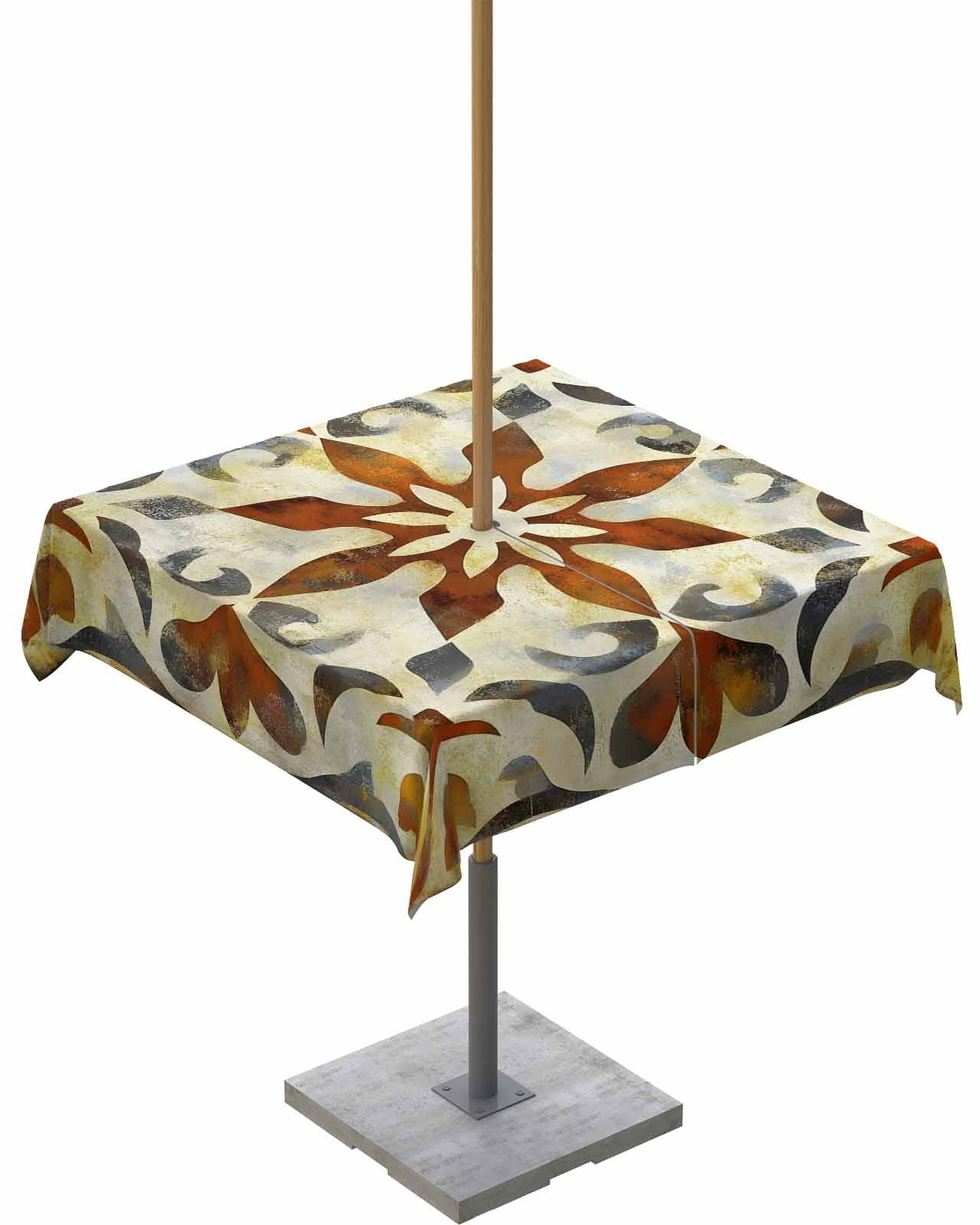 nqOlkjepod Orange Grey Boho Outdoor Tablecloth with Umbrella Hole ...