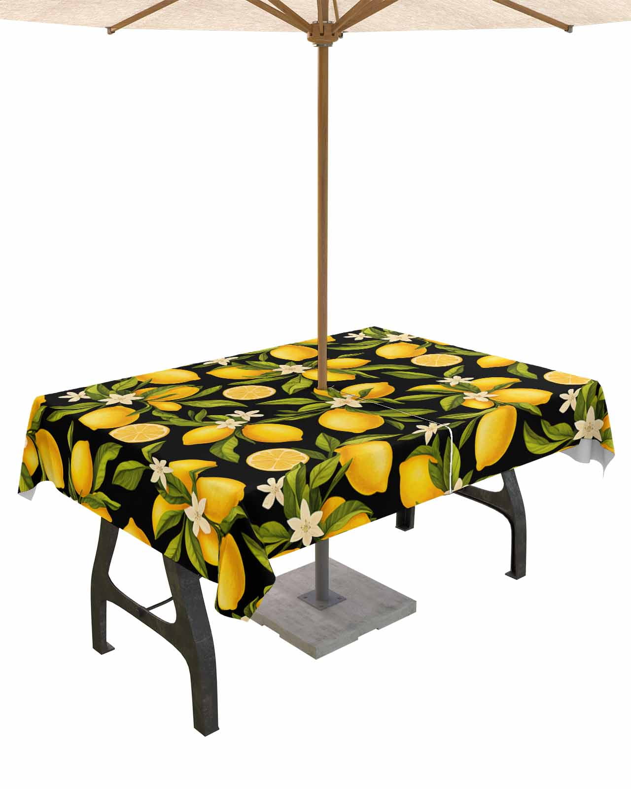 nqOlkjepod Orange Lemon Outdoor Tablecloth with Umbrella Hole & Zipper ...