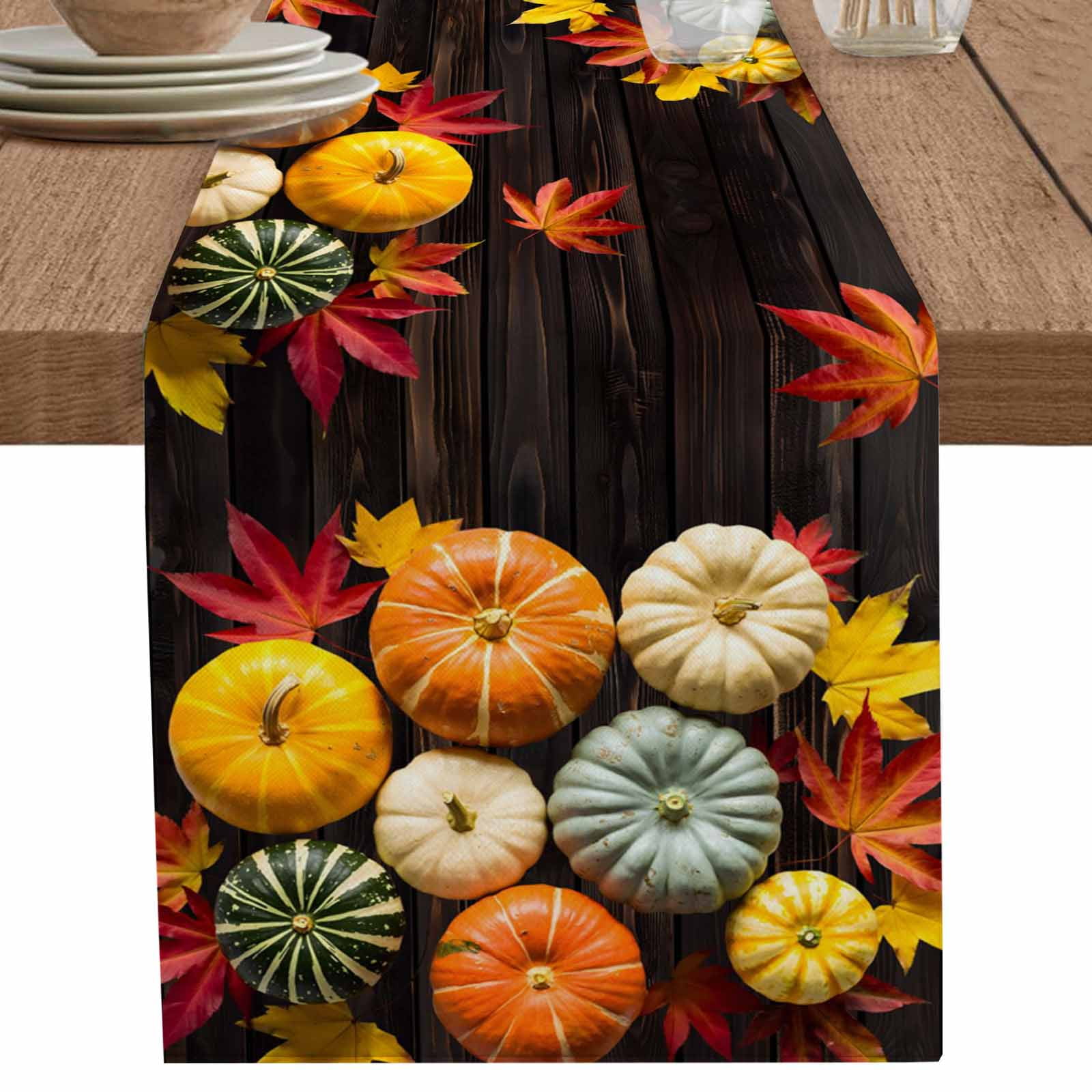 nqOlkjepod Orange Pumpkins Table Runner 36 Inches Long Farmhouse Dress ...